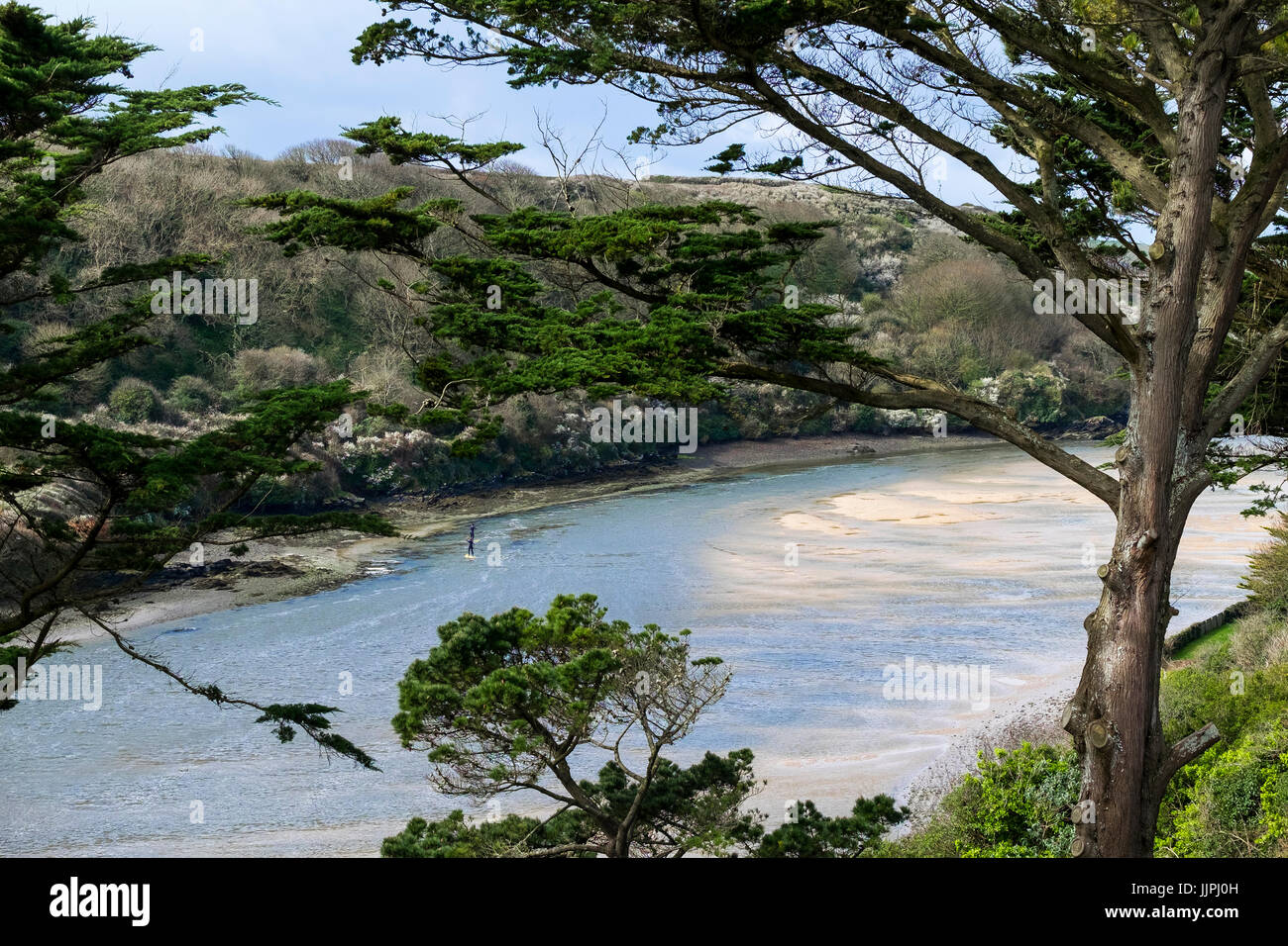The Gannel Estuary at low tide in Newquay in Cornwall Stock Photo - Alamy