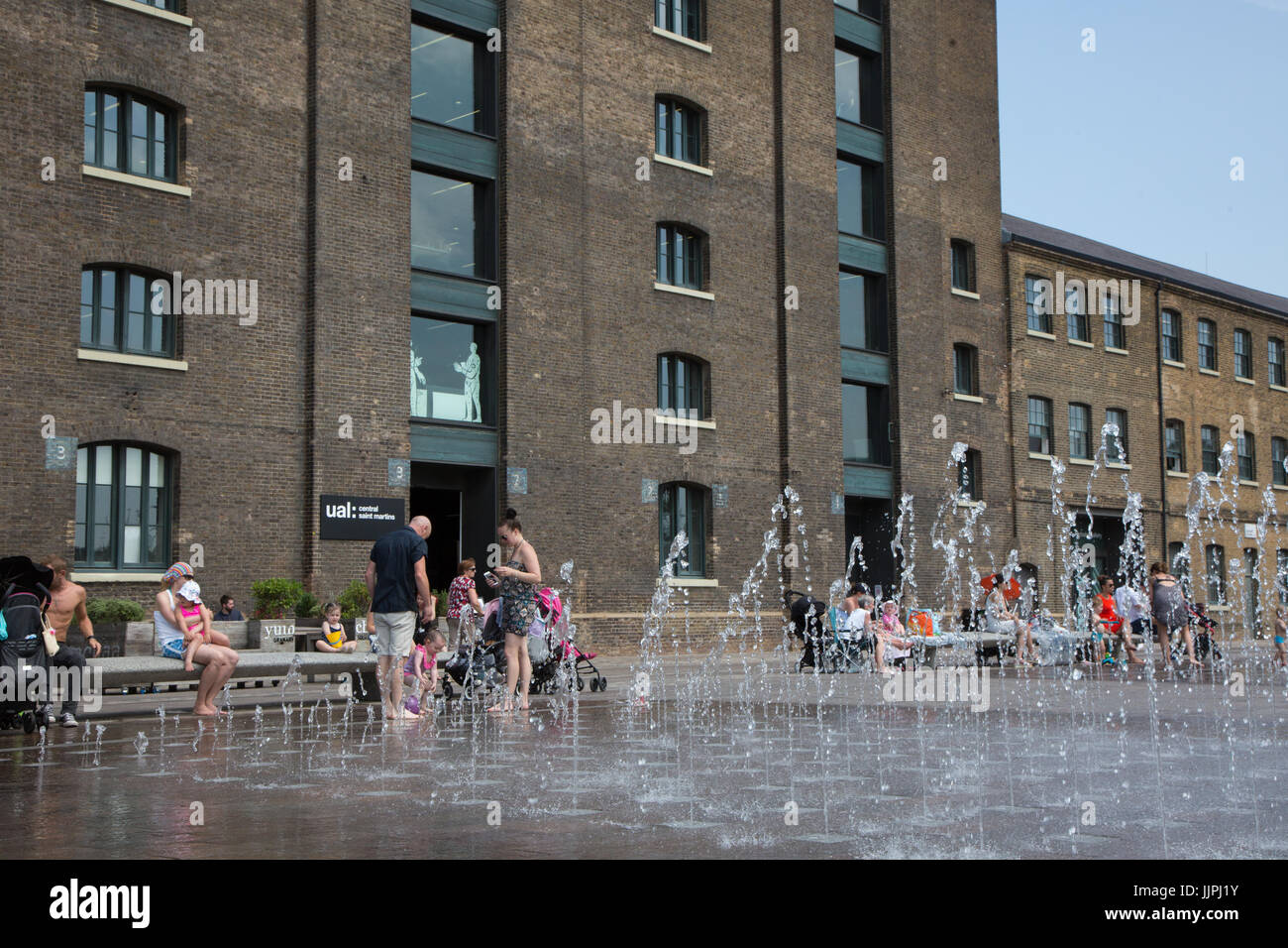 Fountains in Granary Square, London attract youngsters to cool down in ...