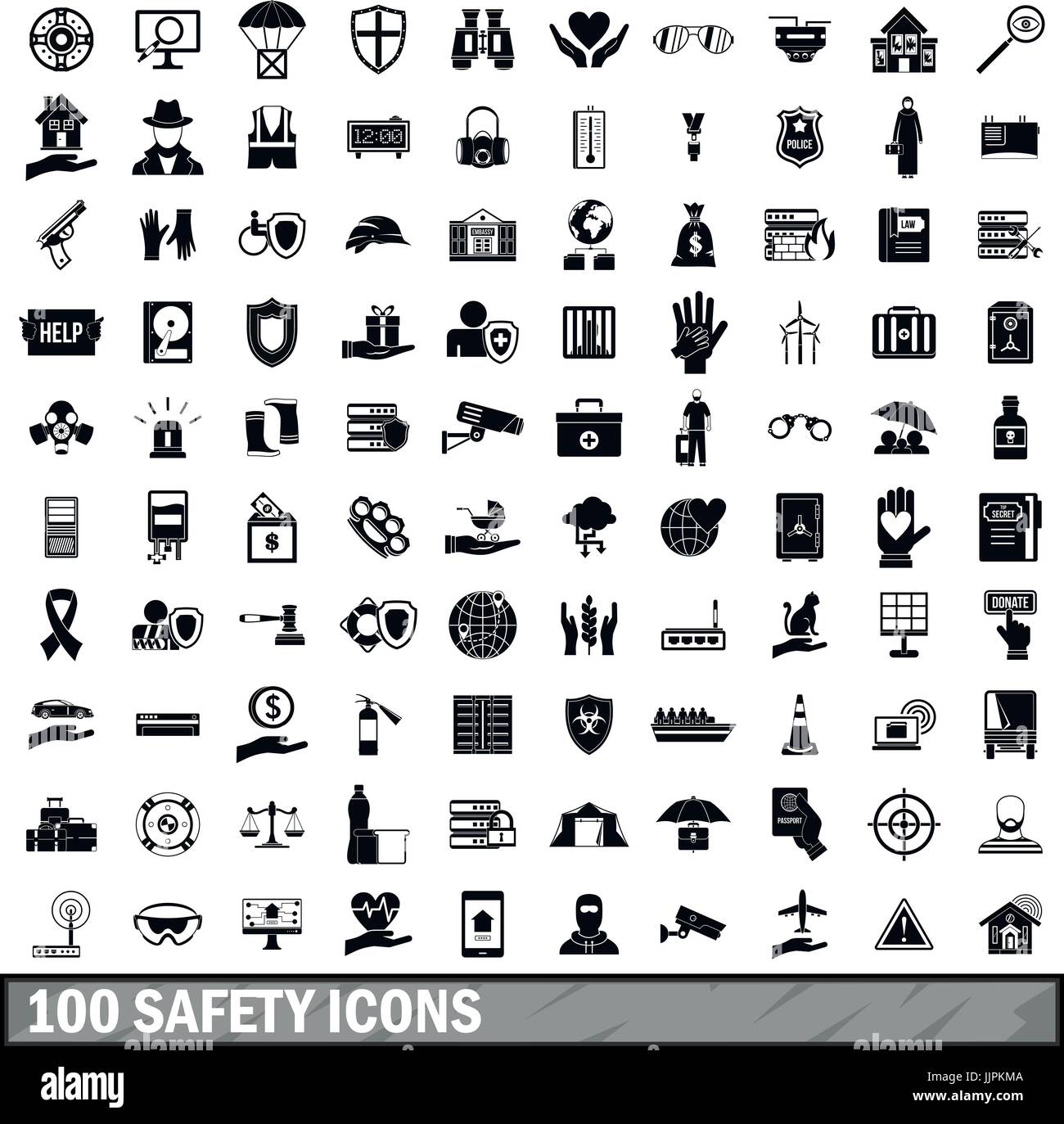 100 safety icons set, simple style Stock Vector Image & Art - Alamy