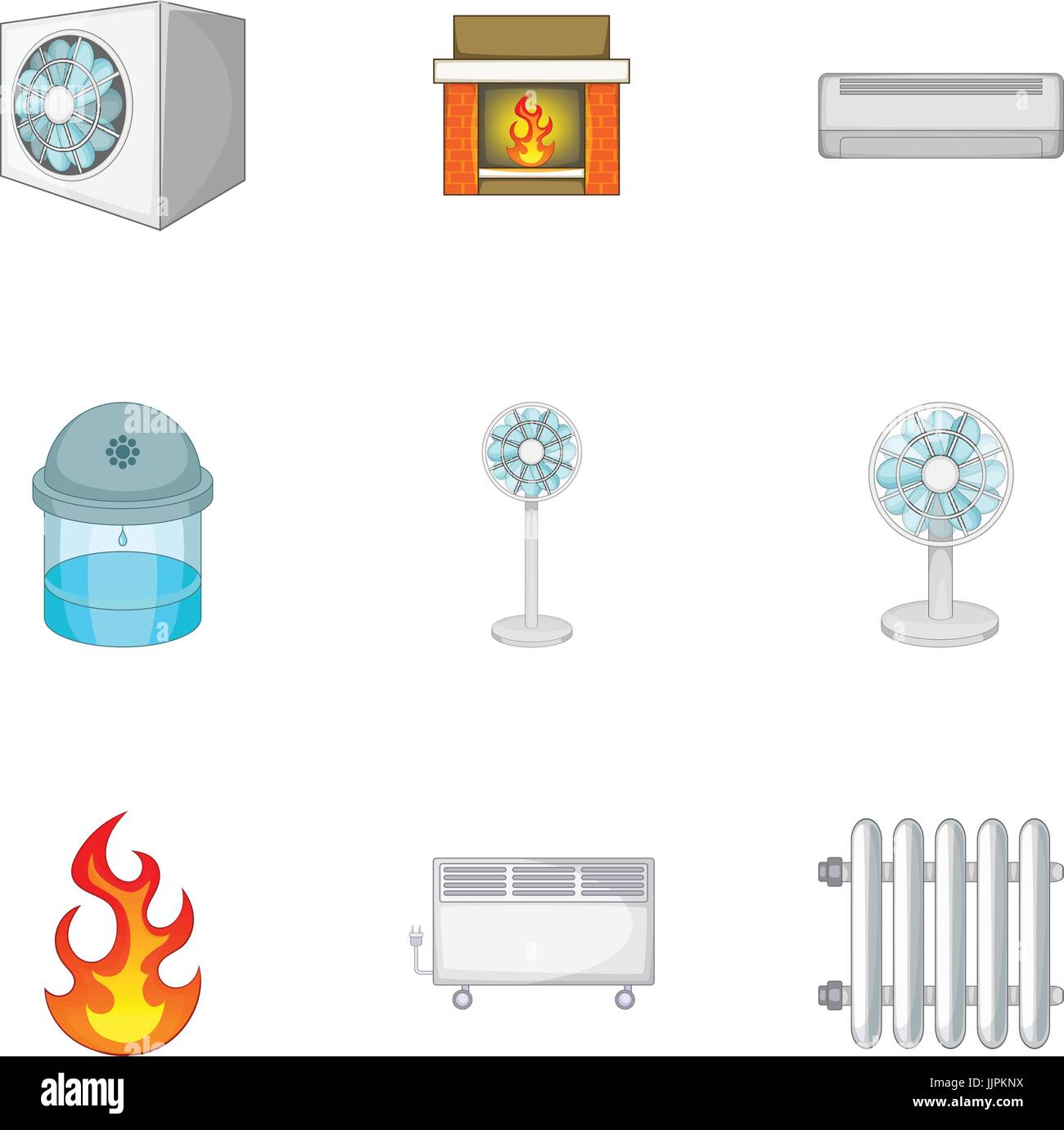 Heating system icons set, cartoon style Stock Vector Image & Art - Alamy