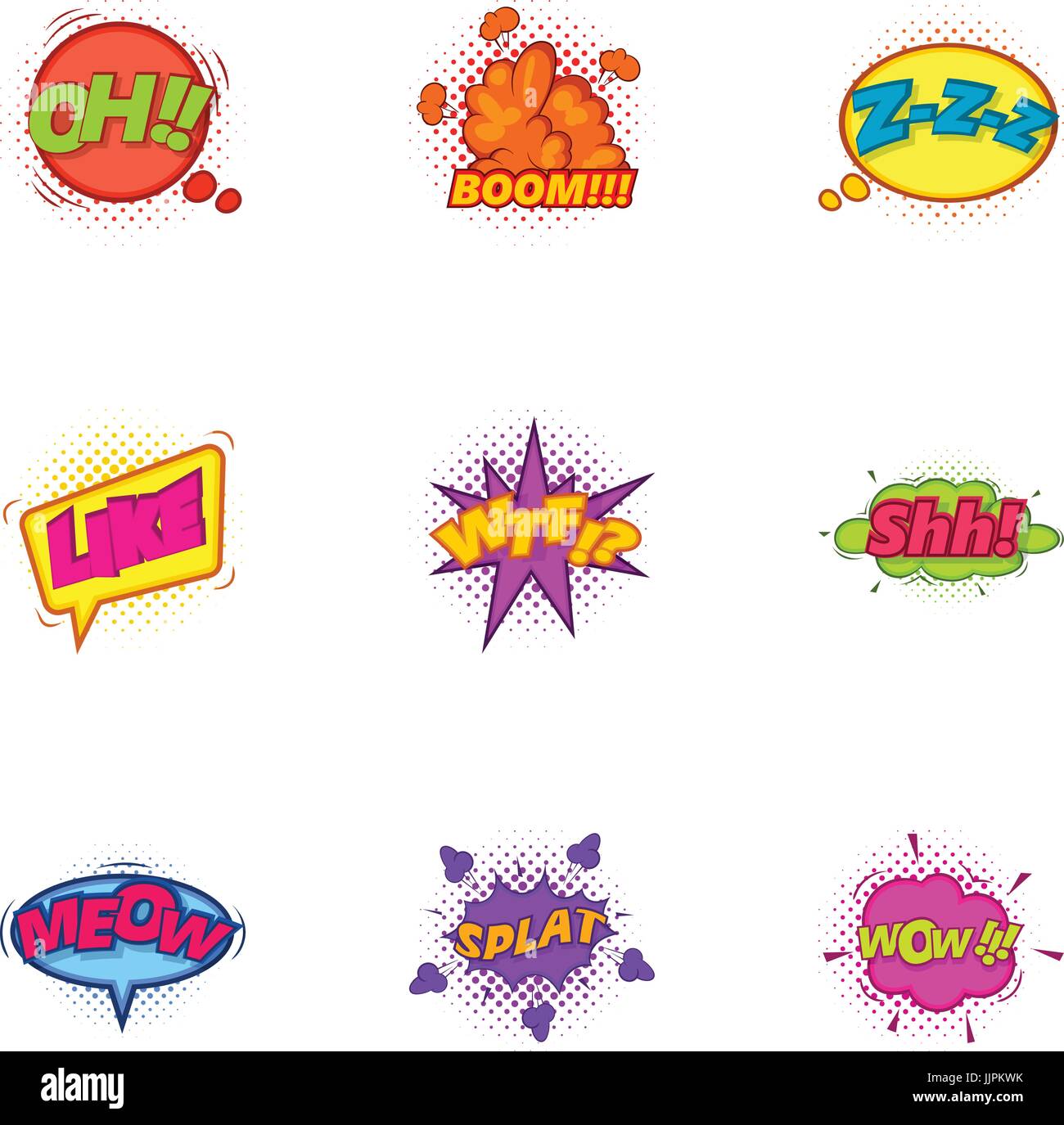 Trendy pop art label icons set, cartoon style Stock Vector Image & Art ...