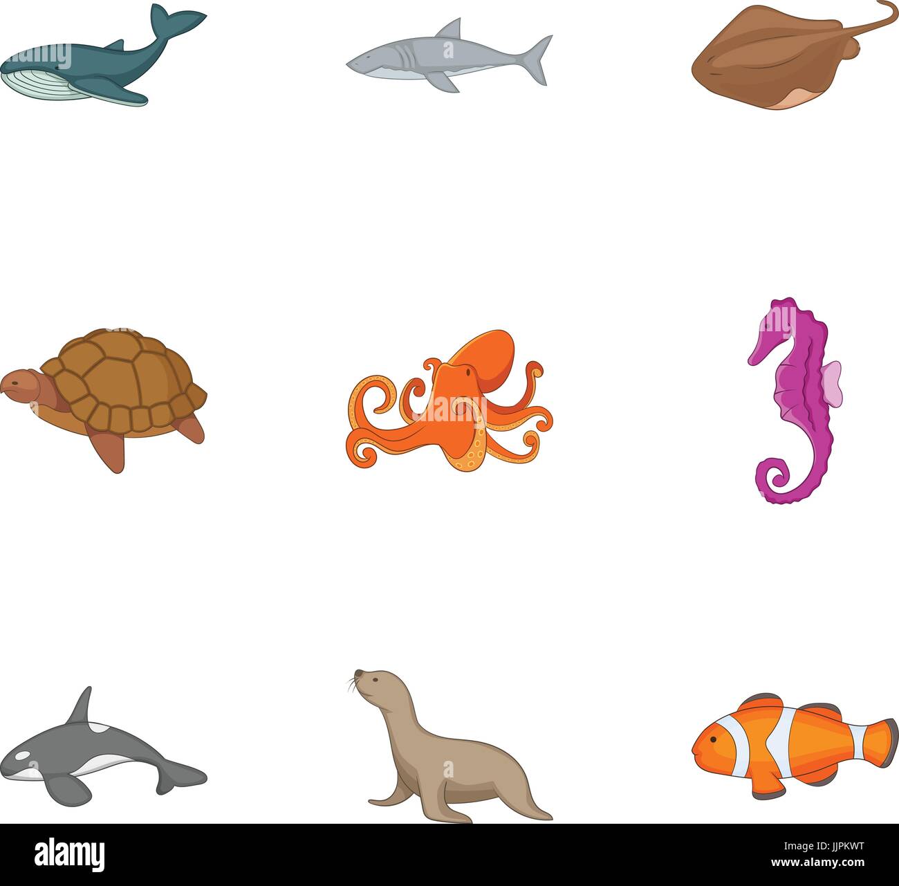 Ocean life icons set, cartoon style Stock Vector Image & Art - Alamy