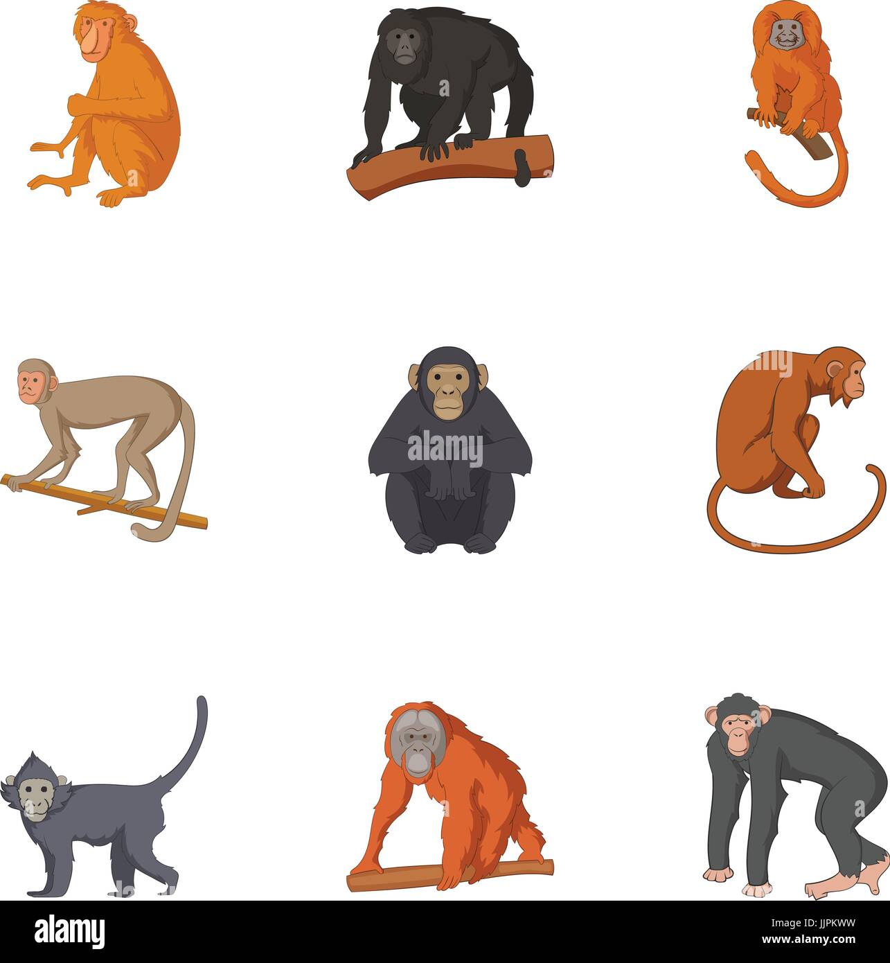 Species of chimpanzee icons set, cartoon style Stock Vector Image & Art ...