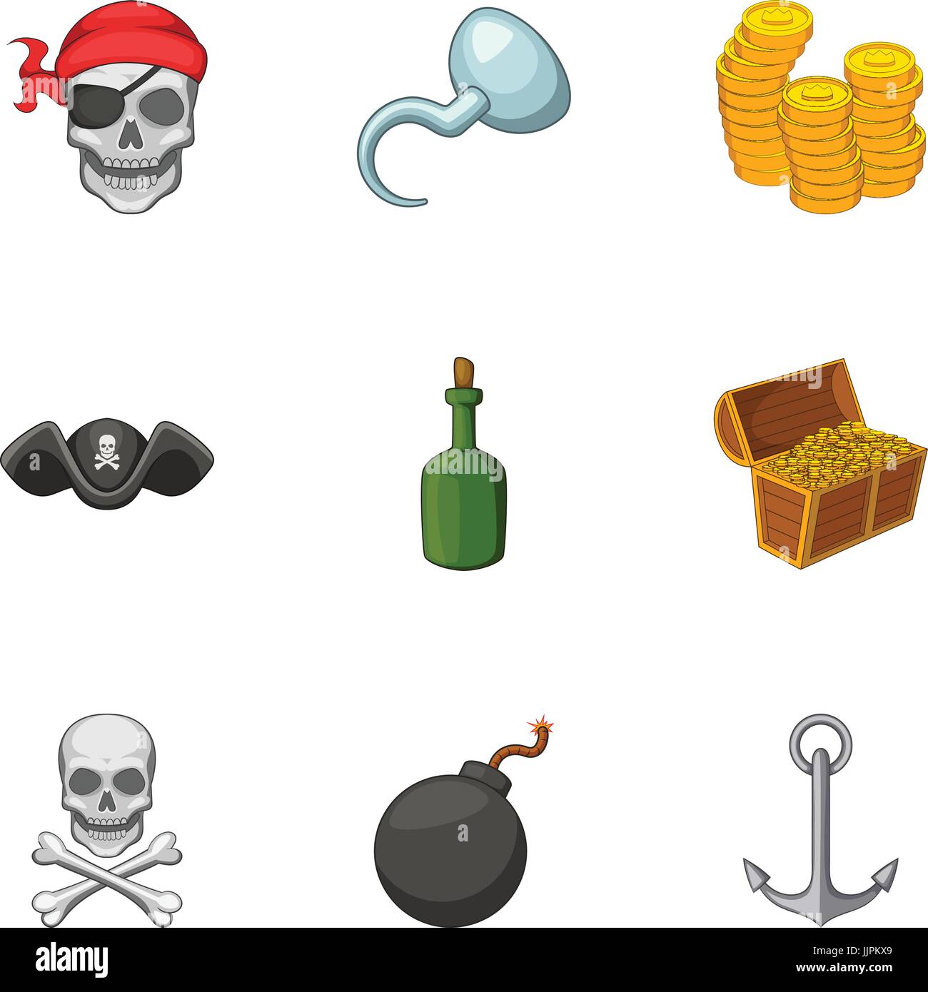 Pirate symbolism icons set, cartoon style Stock Vector Image & Art - Alamy