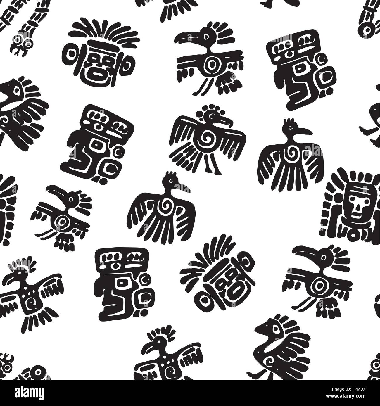 Seamless maya pattern. Black and white ethnic elements Stock Vector ...