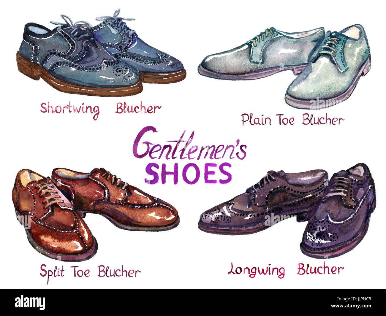 Modern gentlemen`s shoes collection: shortwing blucher, plain toe ...
