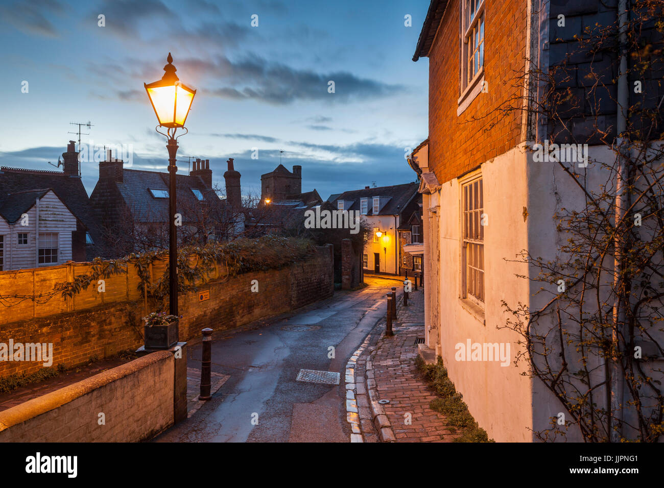 Winter evening on Chapel Hill in Lewes Stock Photo - Alamy