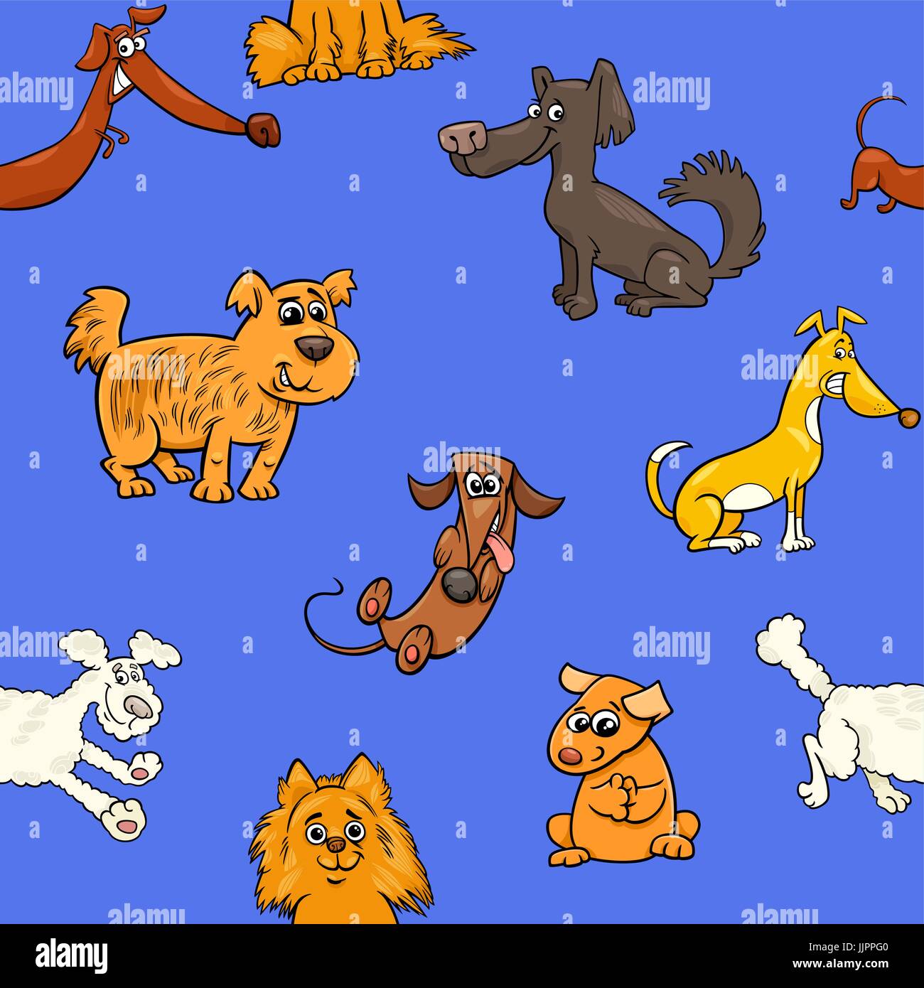 Cartoon Illustration of Dogs Animal Characters Wallpaper or Wrapping ...