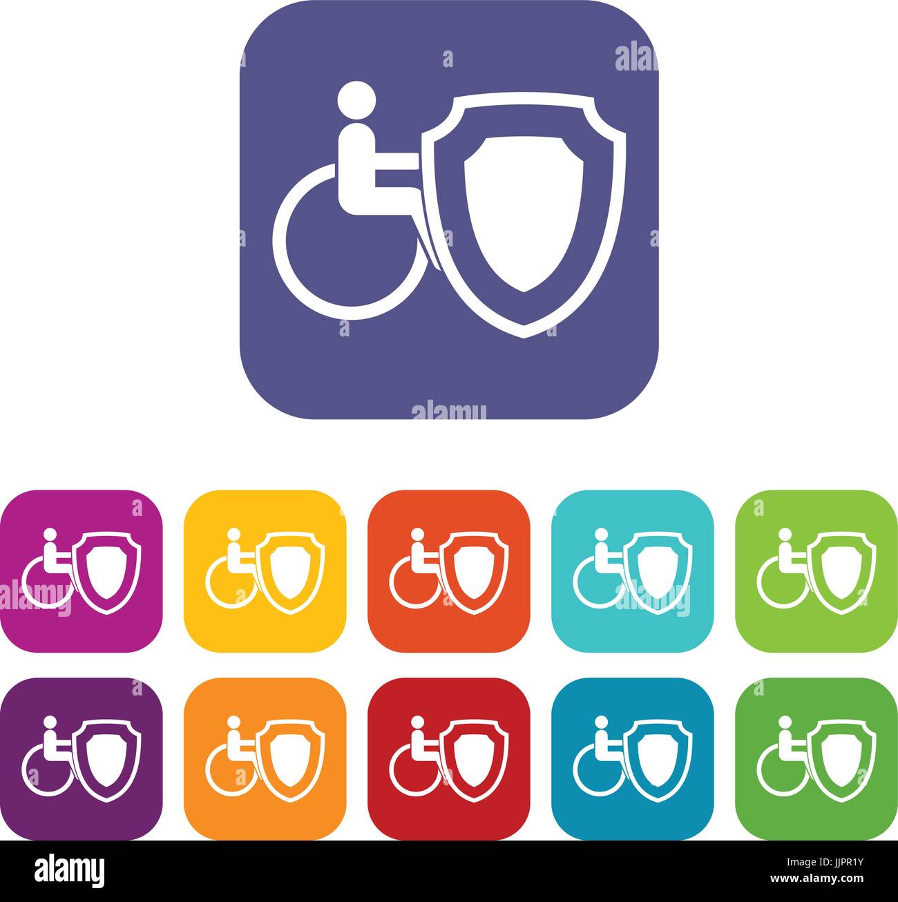 Wheelchair and safety shield icons set Stock Vector Image & Art - Alamy