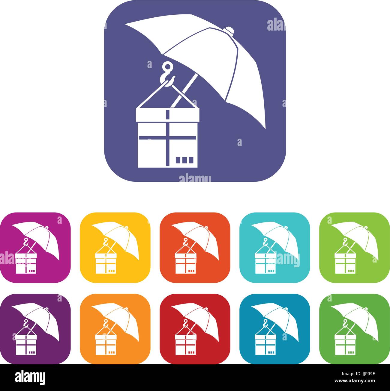 Umbrella and a cardboard box icons set Stock Vector Image & Art - Alamy