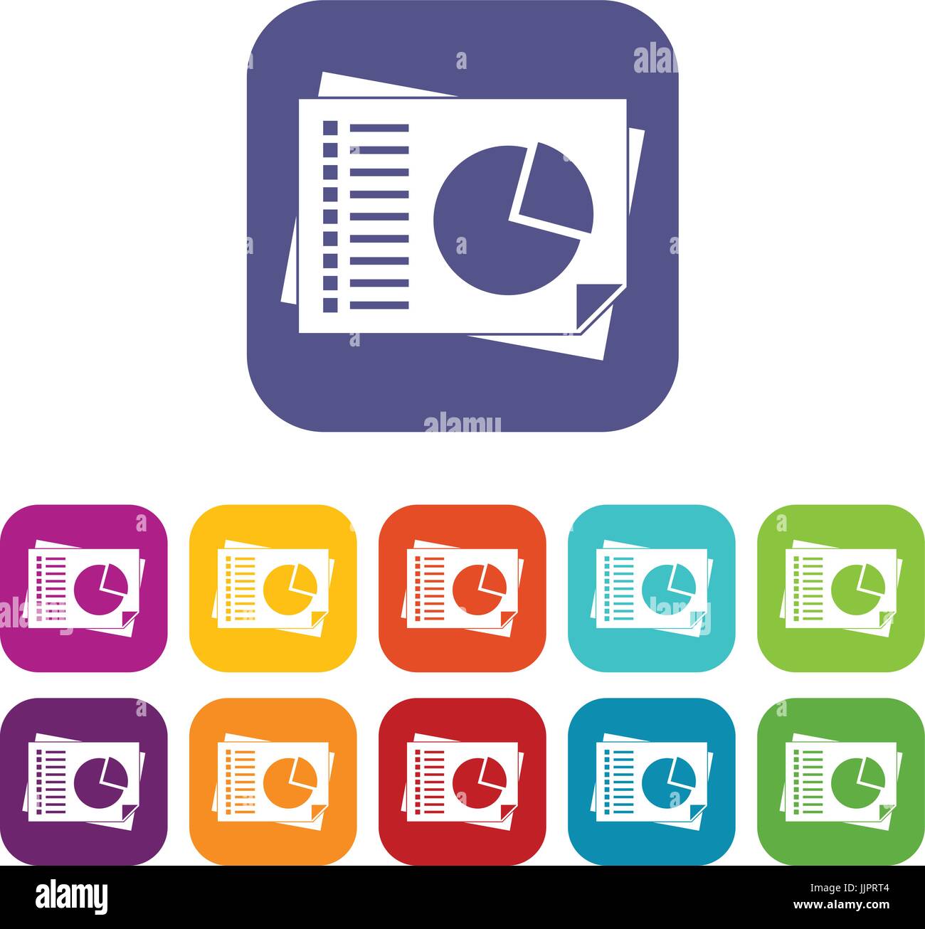 Sheets of paper with charts icons set Stock Vector Image & Art - Alamy