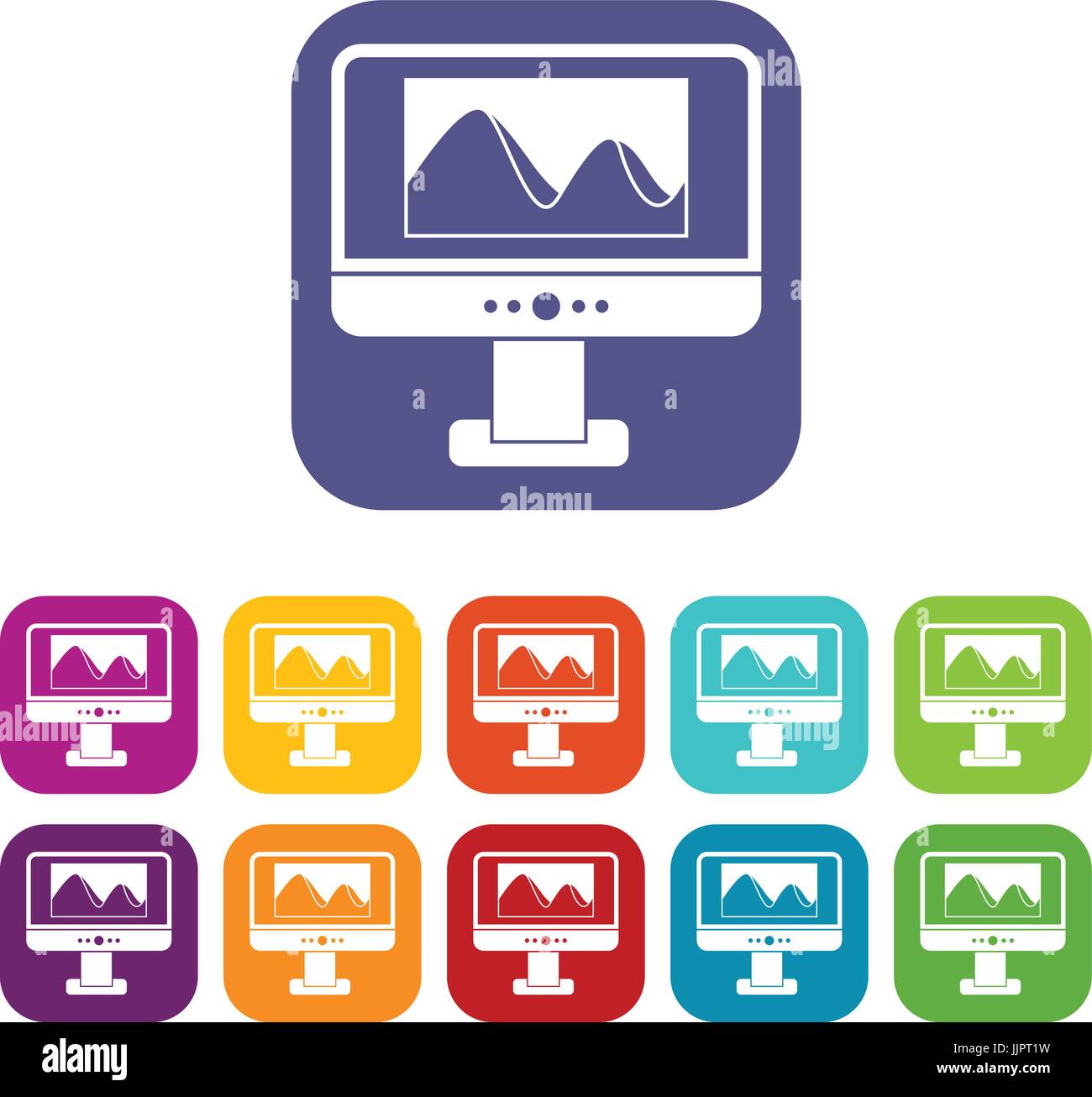 Computer monitor with photo on screen icons set Stock Vector Image ...