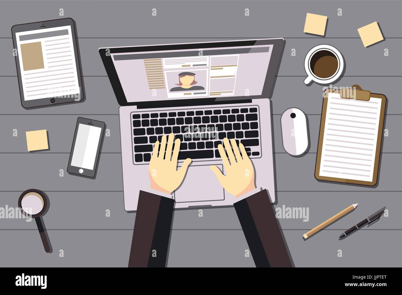 Typing laptop above view Stock Vector Images - Alamy