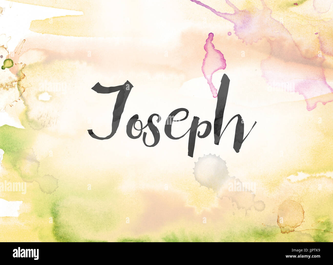 The word Joseph concept and theme written in black ink on a colorful ...