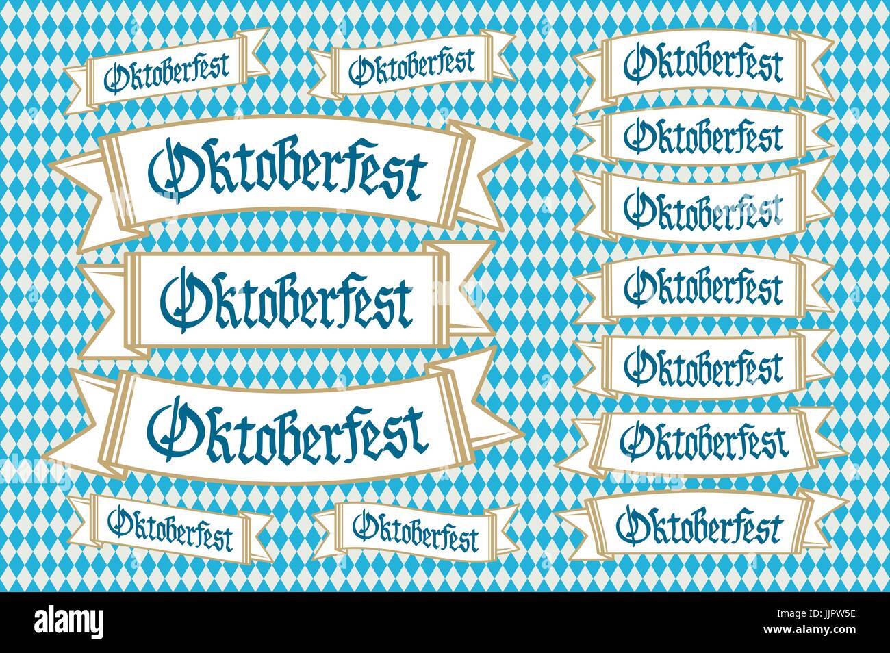 Oktoberfest banners in bavarian colors vector set. Bavaria festival ...