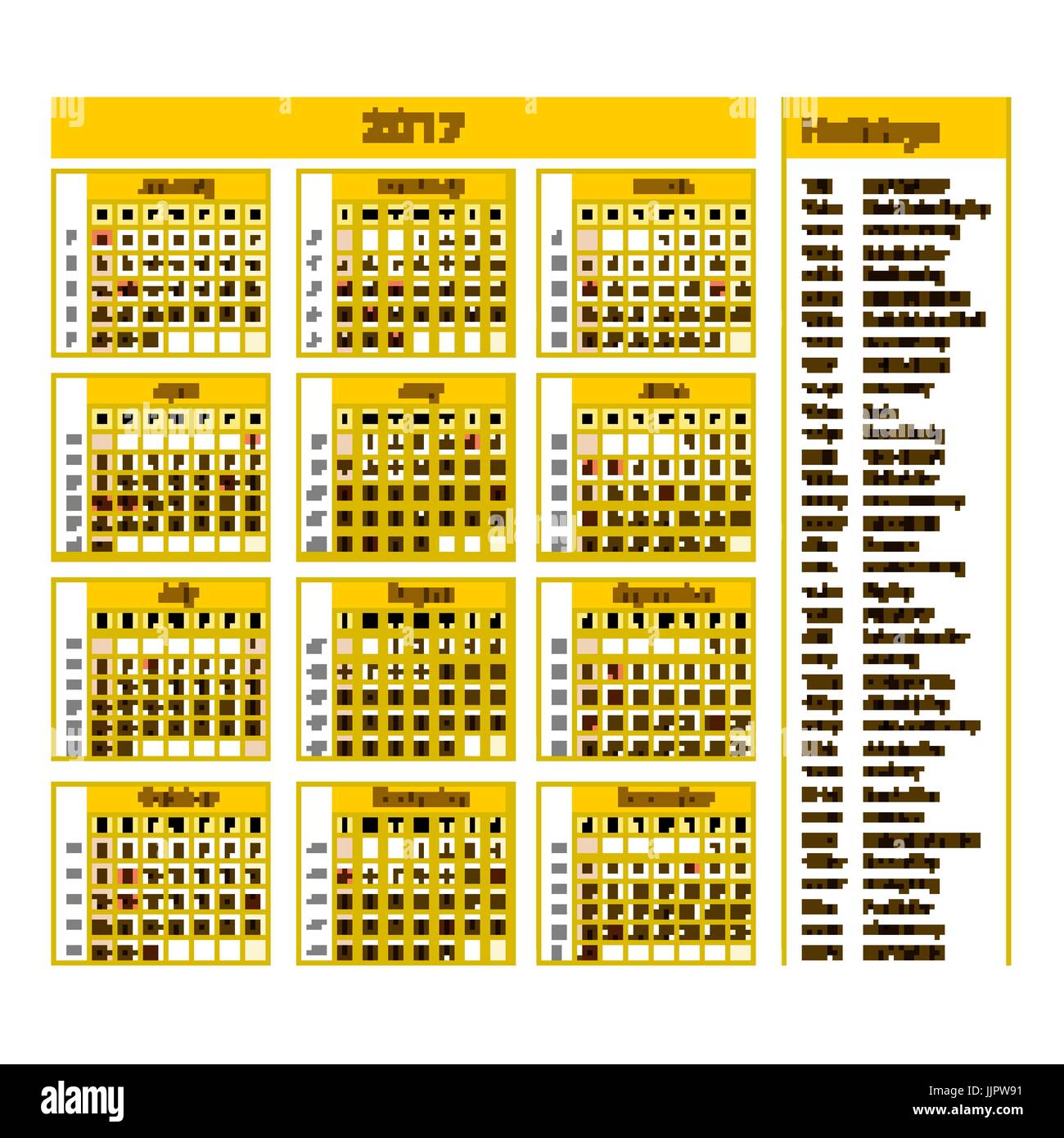 Simple calendar 2017 marked with the official holidays for the USA. The ...