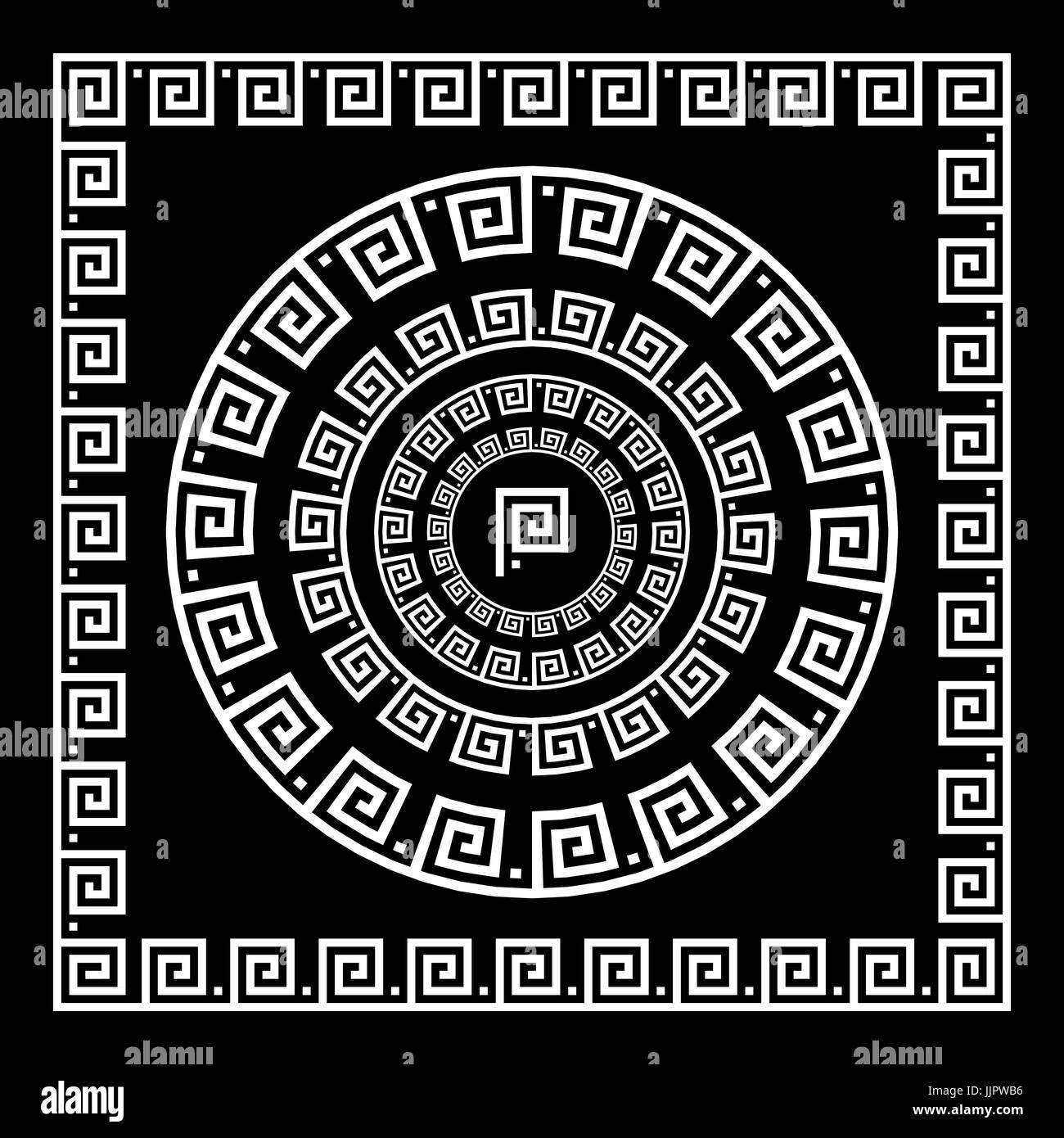 Greek Ornament. Circle ornament meander. Round frame, rosette of ...