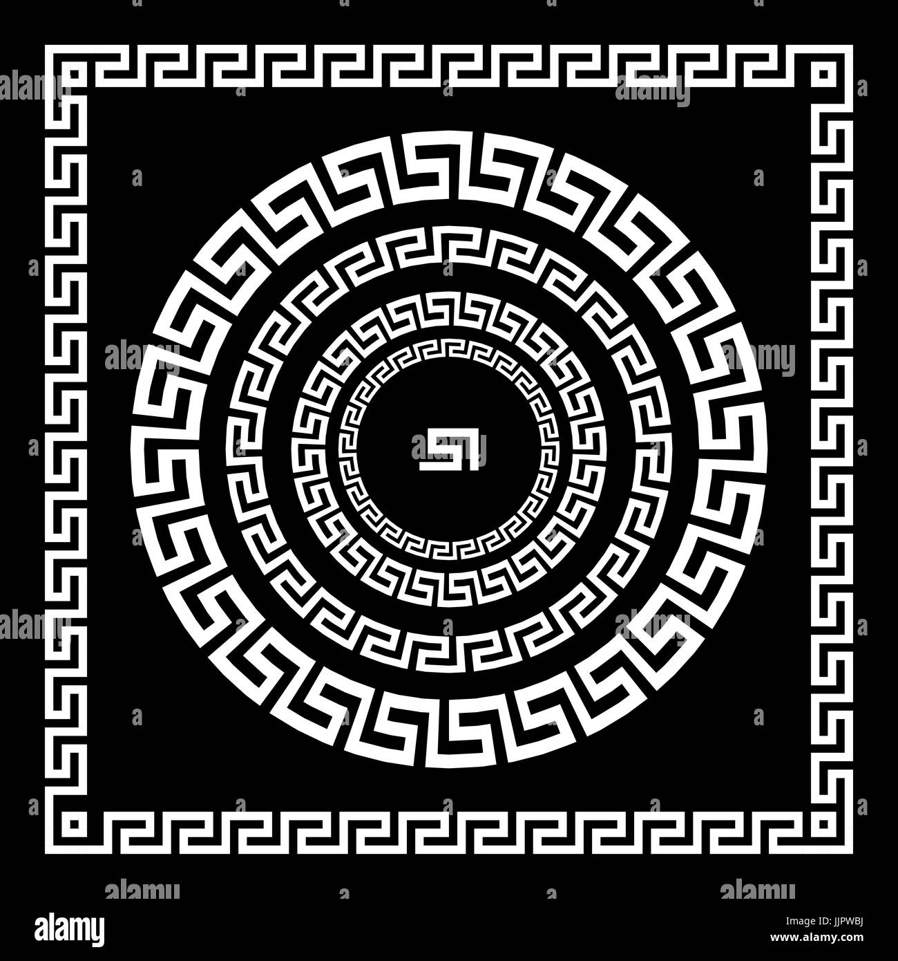 Greek Ornament. Circle ornament meander. Round frame, rosette of ...