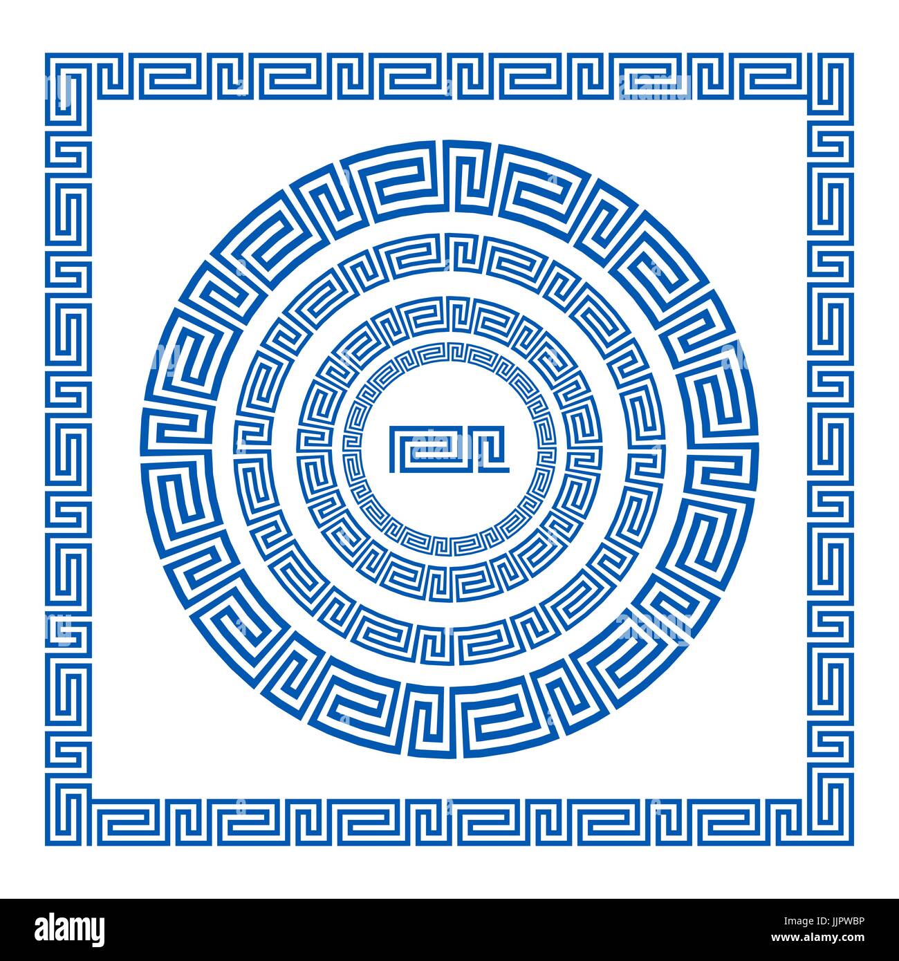 Set of vector brushes to create Greek Meander patterns and samples of ...