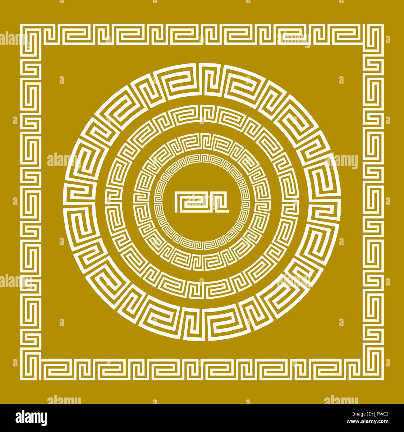 Vector set Traditional vintage golden square and round Greek ornament ...