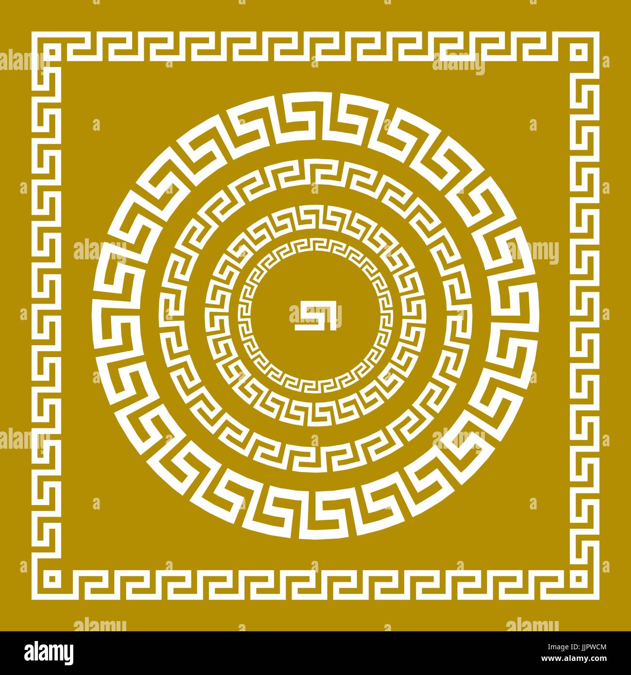 Vector set Traditional vintage golden square and round Greek ornament ...