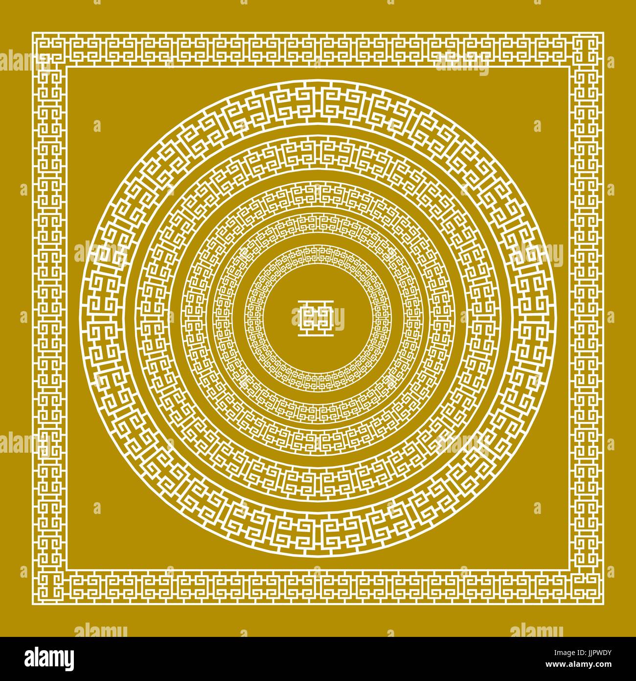 golden, ornamental, Meander circle frame in Gold greek vector art ...
