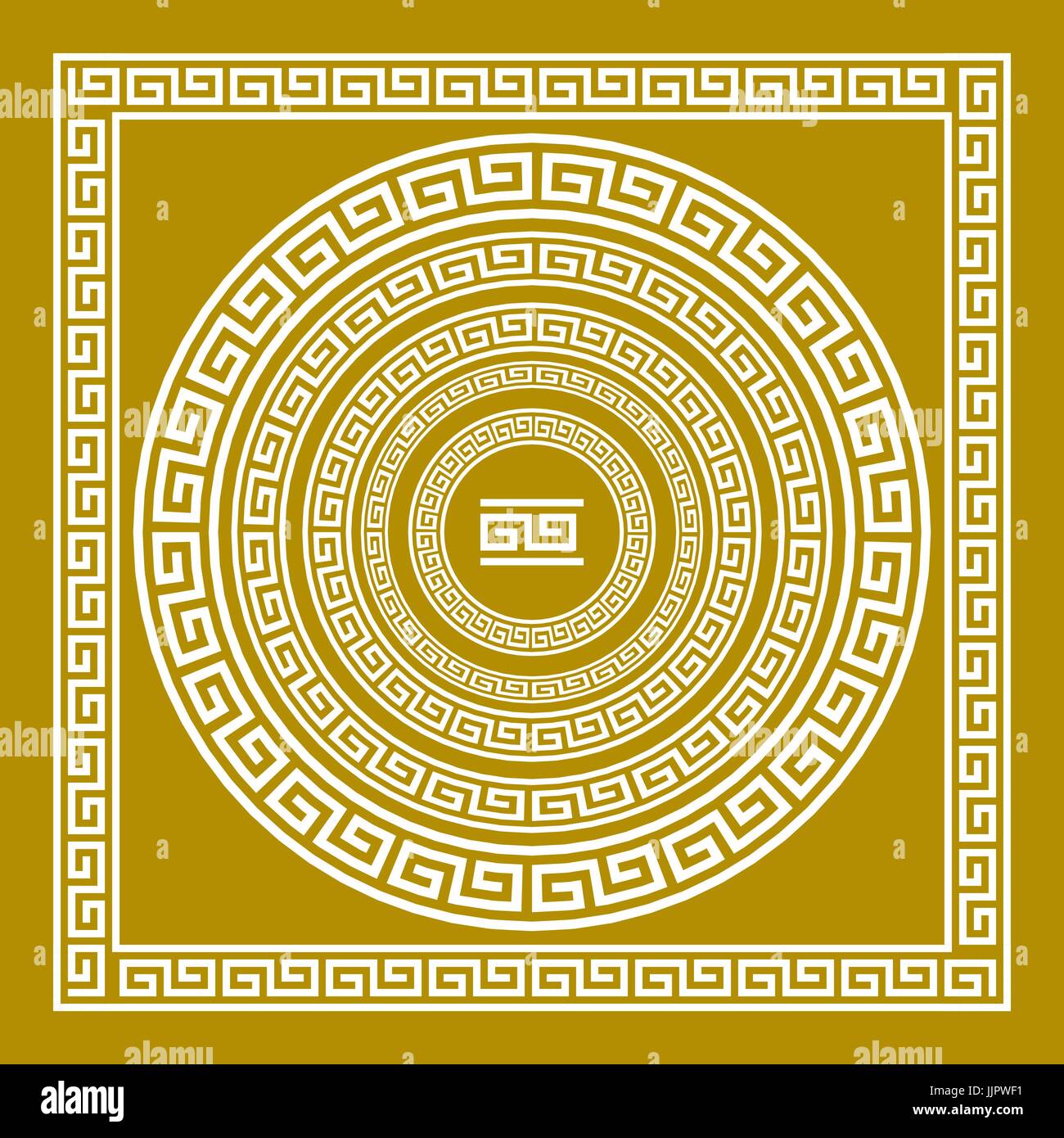 Vector set frieze with vintage golden Greek ornament Meander pattern ...