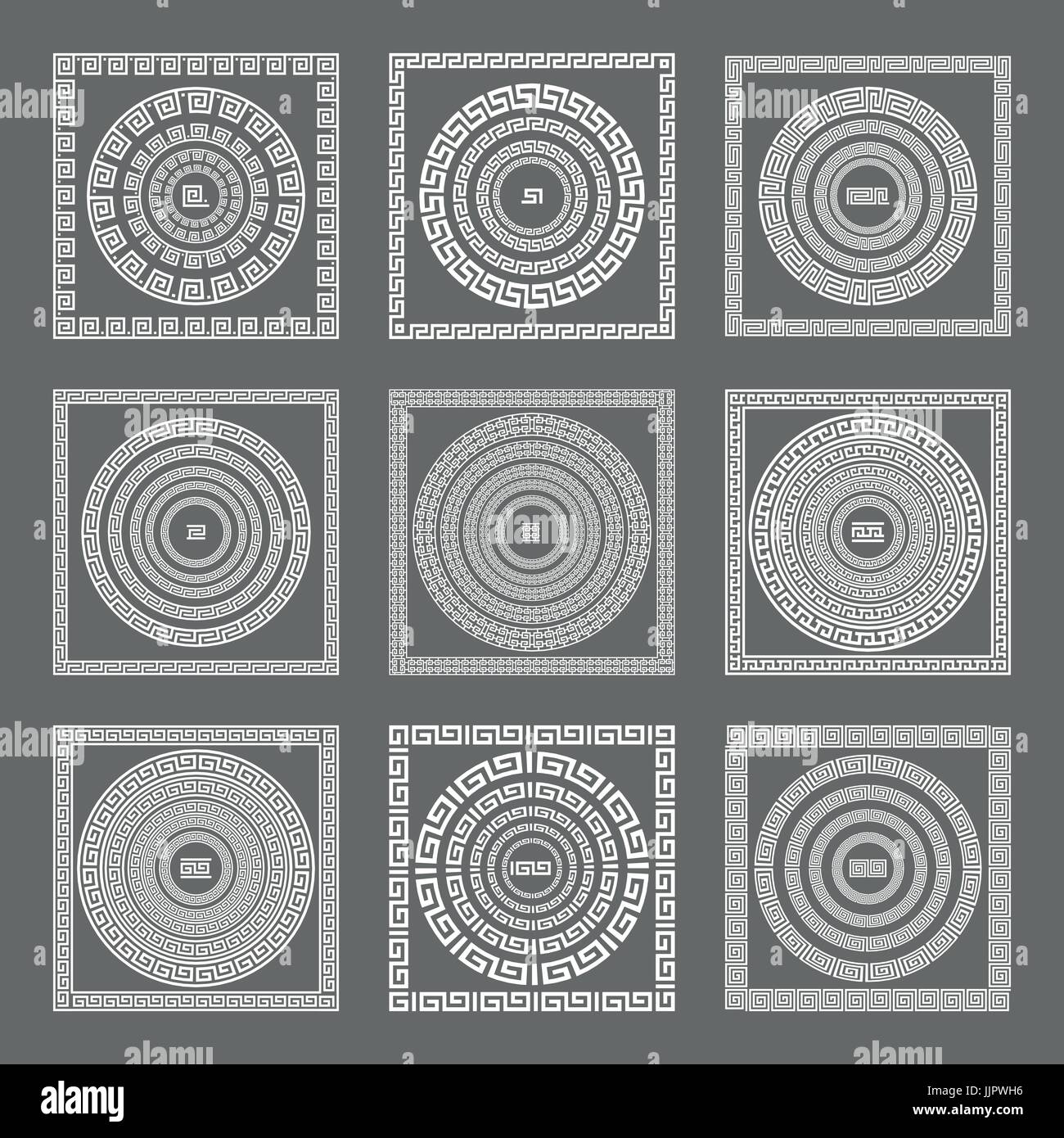 Greek seamless patterns, textures, vector gray background Isolated ...