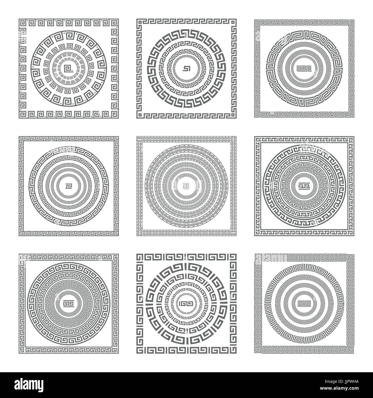 Greek seamless patterns, textures, vector gray background Isolated ...