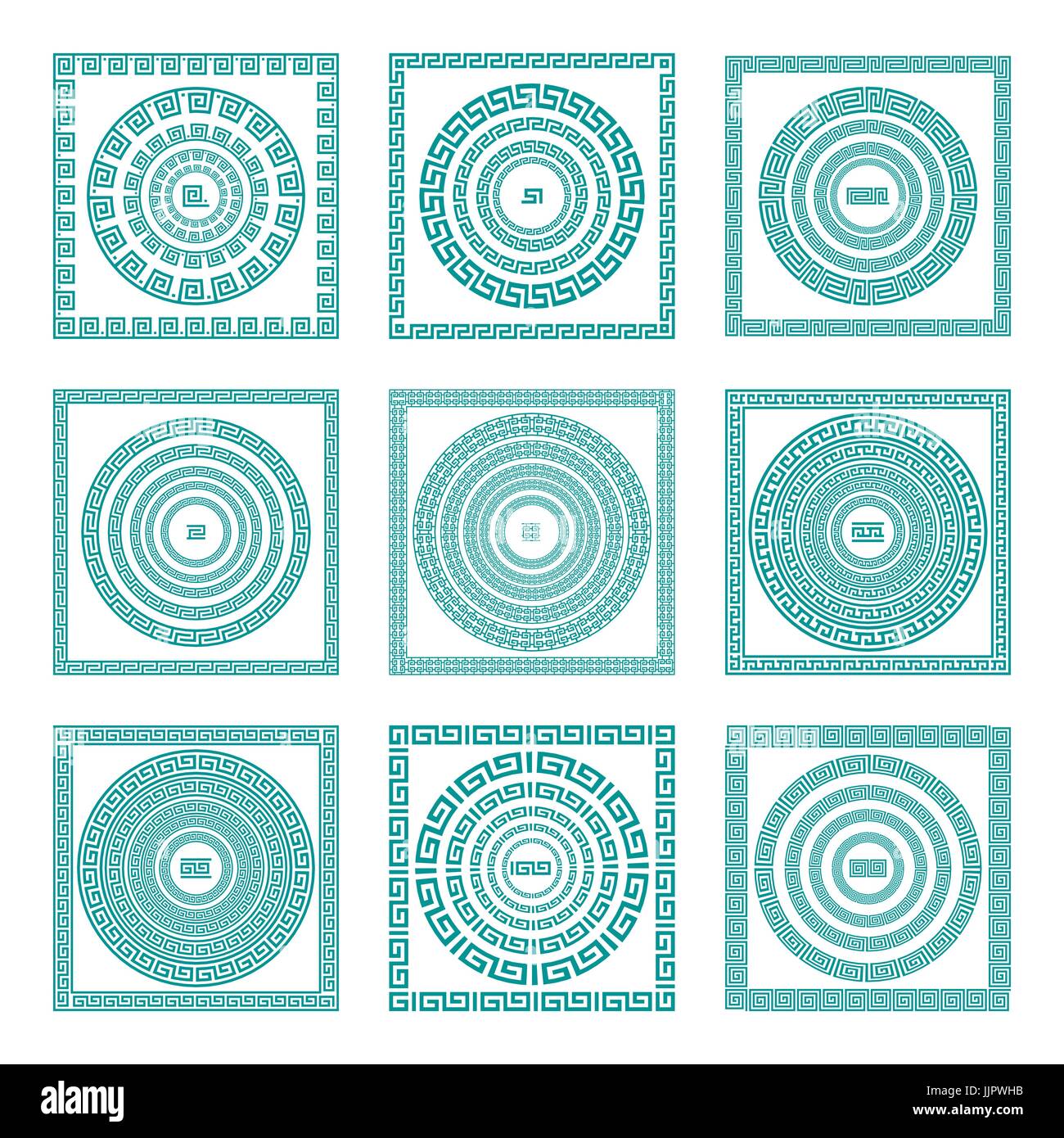 Set of meander borders and frames. Ancient traditional greek decoration ...