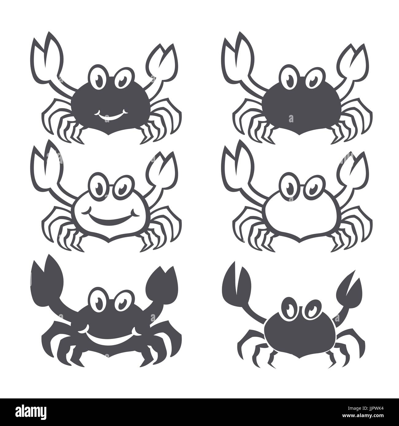 Crab vector sea food icon smile flat art set Stock Vector Image & Art ...