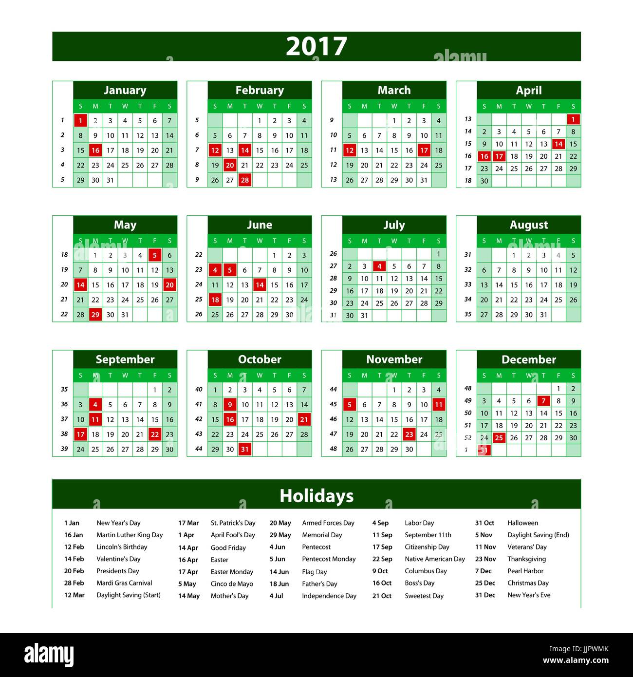Simple calendar template of may 2017 hi-res stock photography and ...