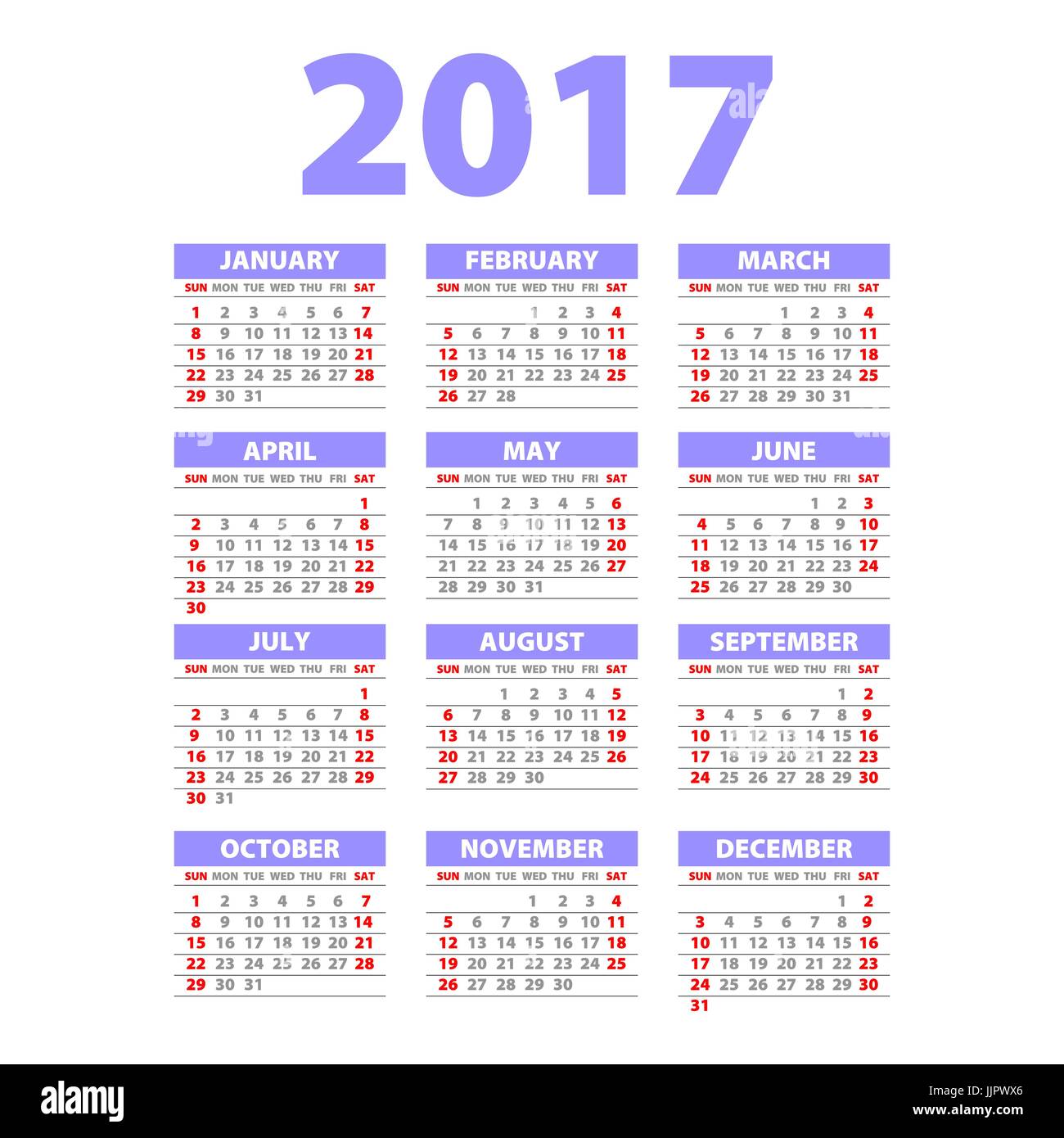 Paper Style 2017 Full Calendar Template - Promotion Poster Vector ...