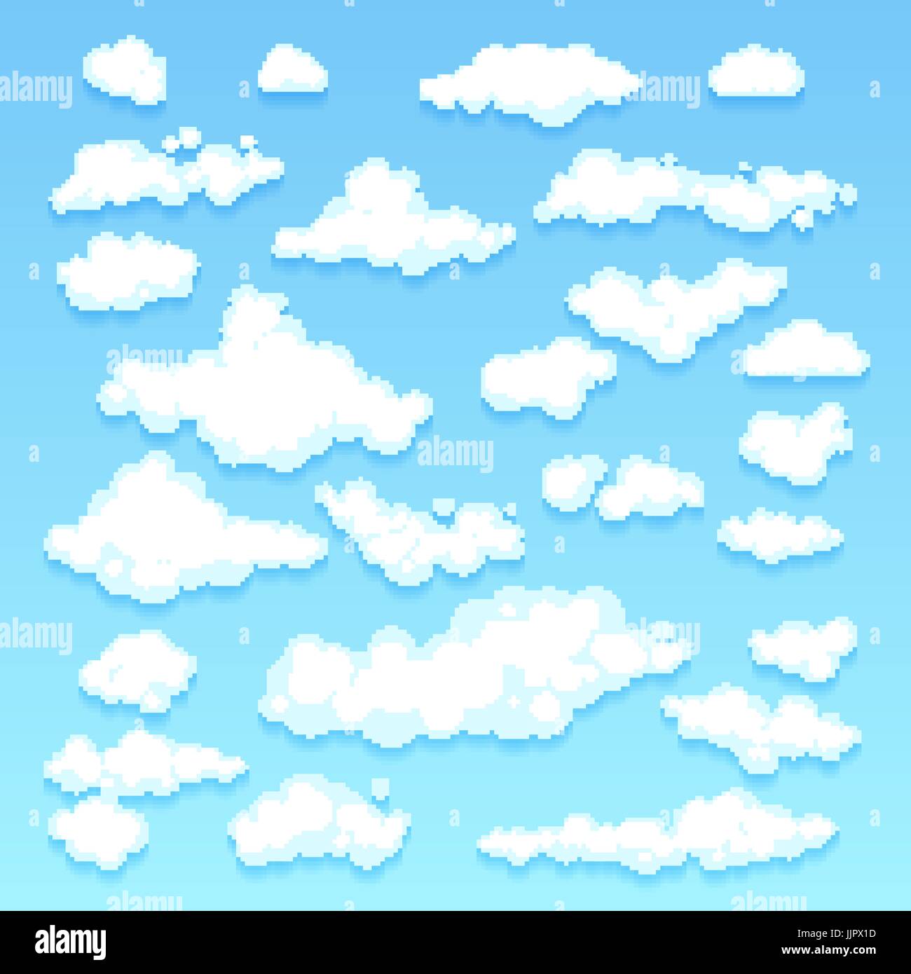 Set of blue sky, clouds. icon shape. different. Collection label ...