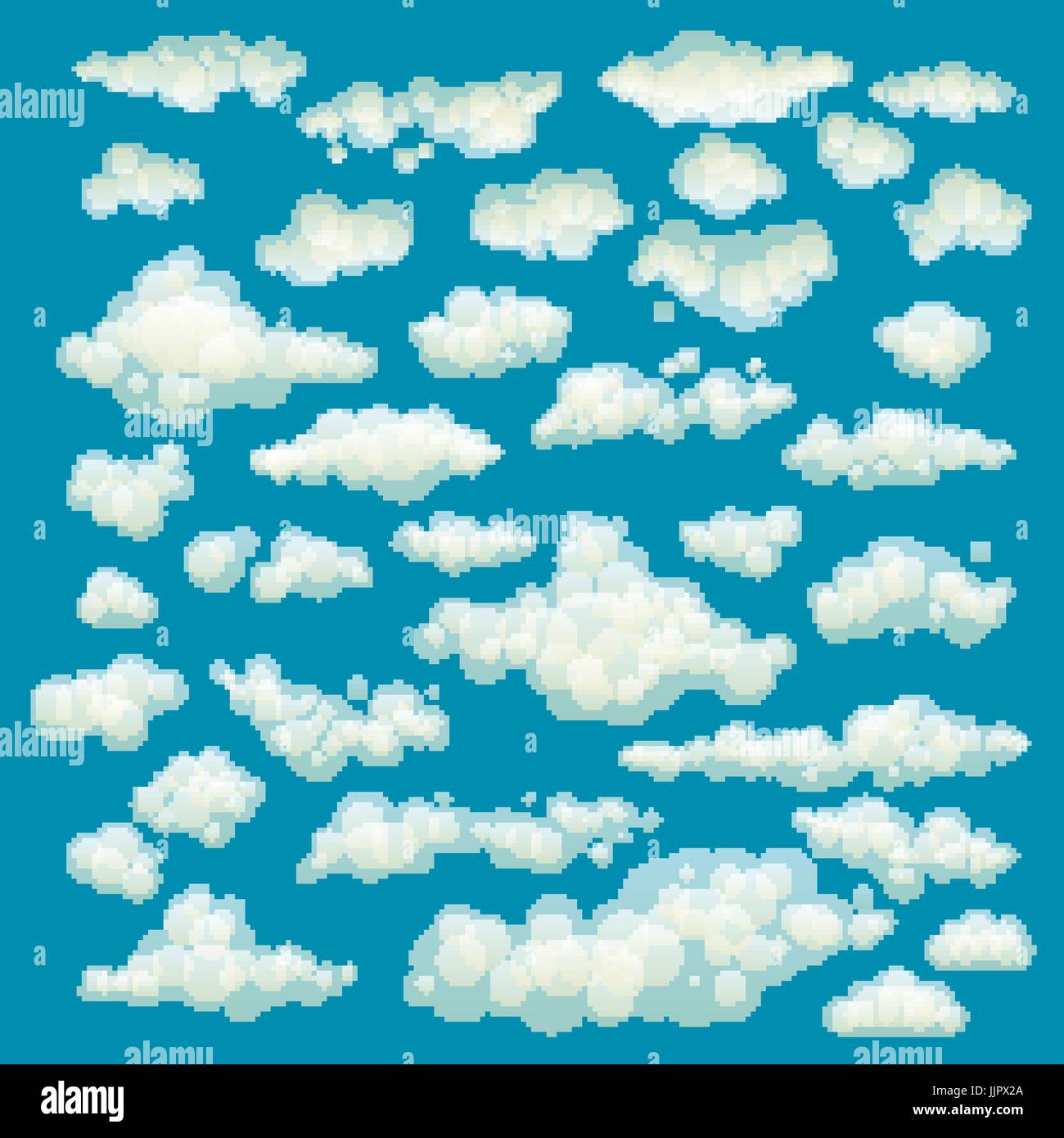 Set of blue sky, clouds. icon shape. different. Collection label ...