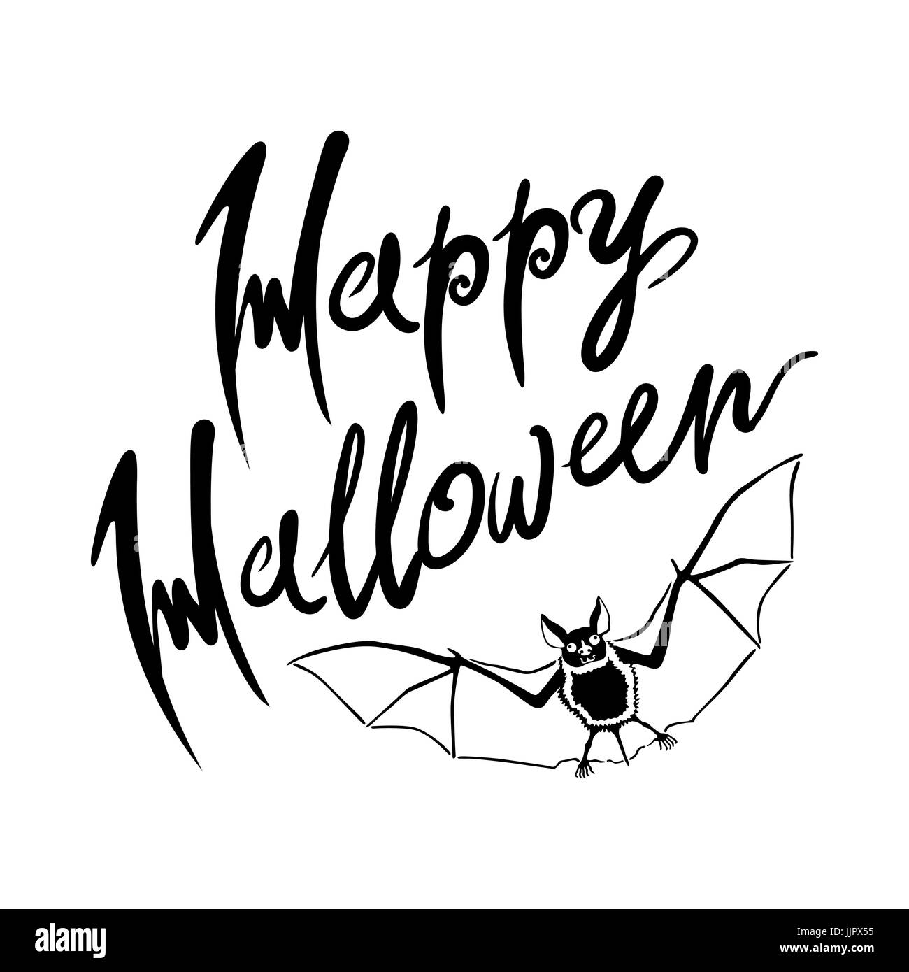 Happy Halloween bat message design background. Vector illustration EPS ...