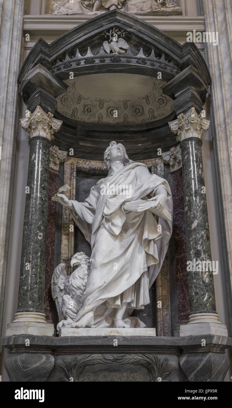 The statue of St. John by Rusconi in the Archbasilica St.John Lateran ...