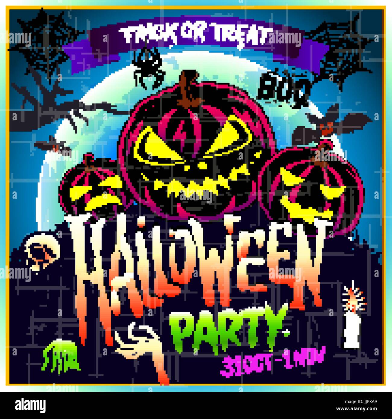 Happy Halloween Poster. Vector illustration. art Stock Vector Image ...