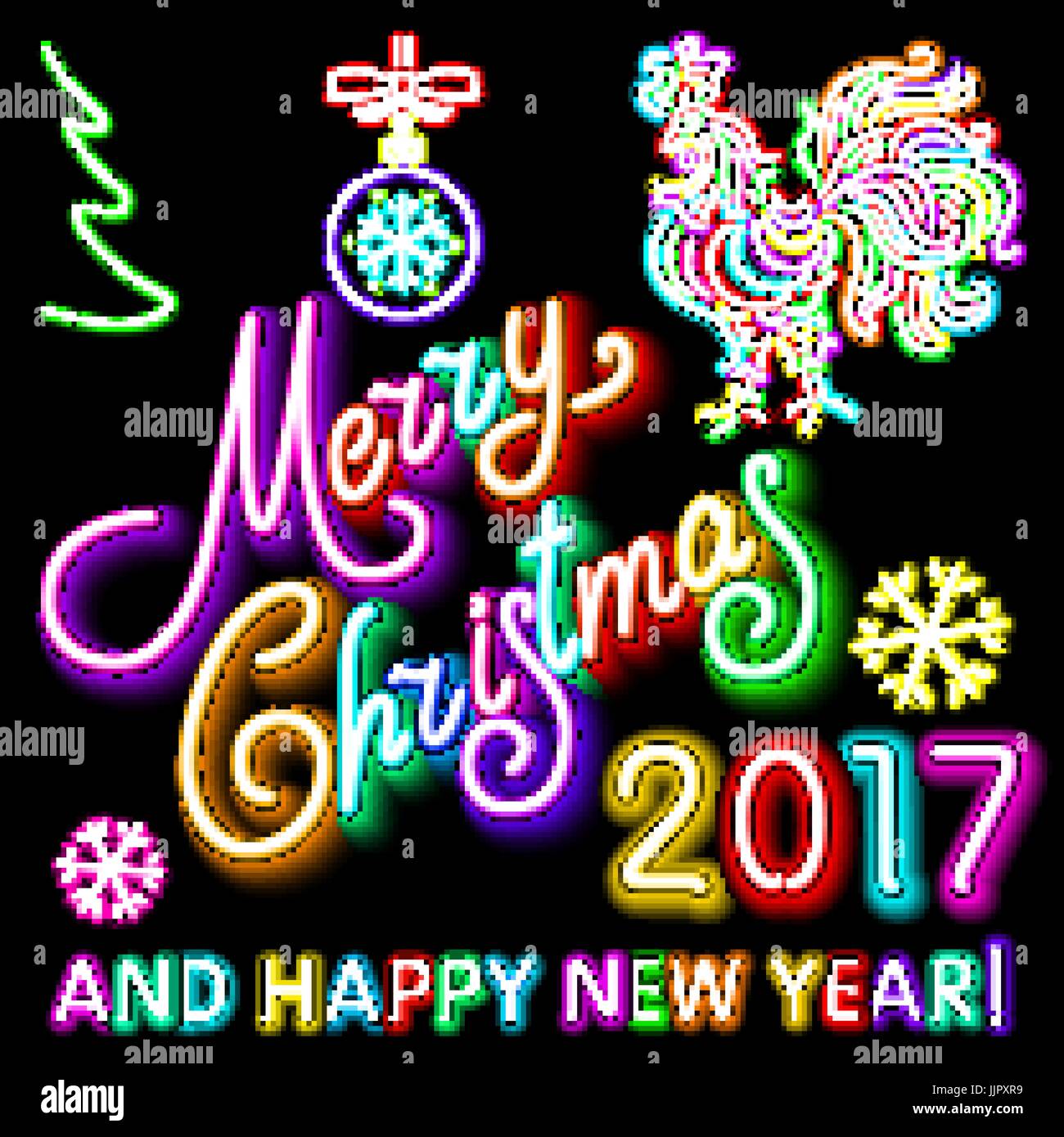 green Christmas neon sign. Vector Illustration. green merry Christmas ...