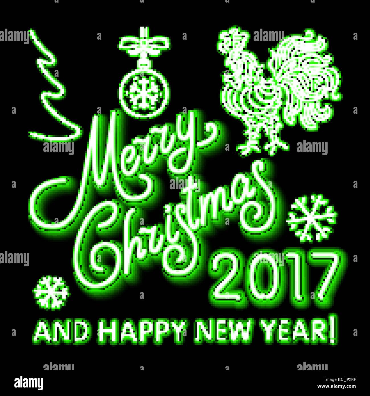 green Christmas neon sign. Vector Illustration. green merry Christmas ...