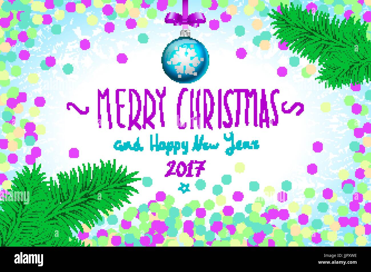 Christmas card with confetti and ribbons. Vector illustration EPS 10 ...