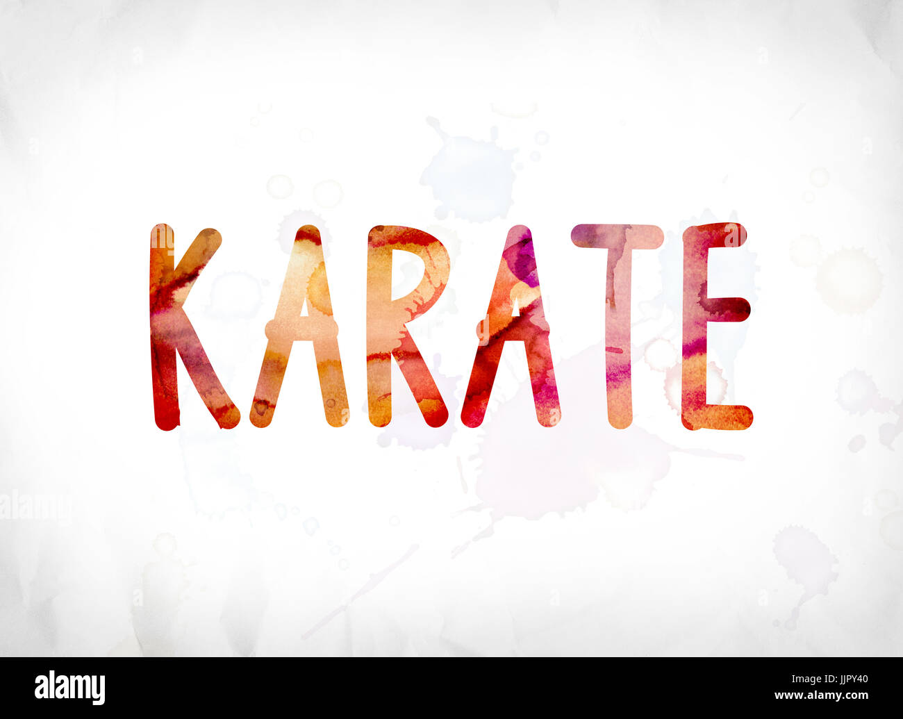 The word Karate concept and theme painted in colorful watercolors on a ...