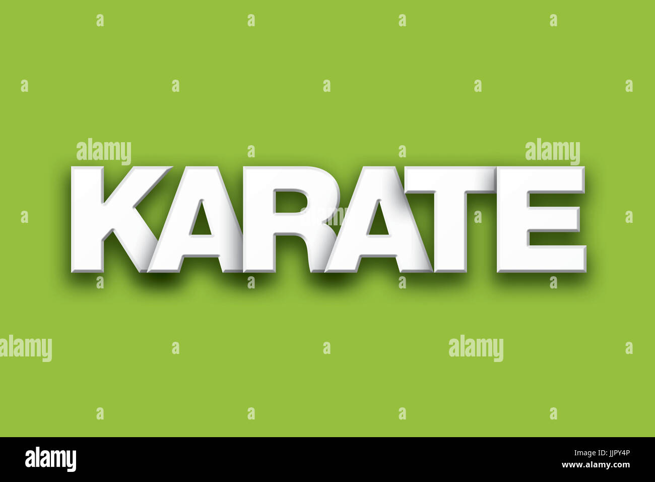 The word Karate concept written in white type on a colorful background ...