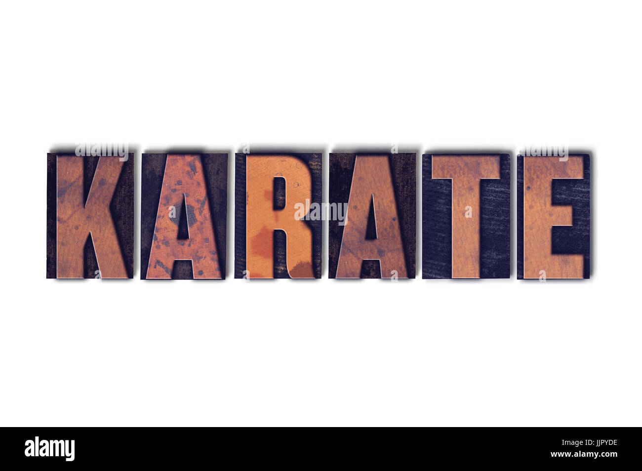 The word Karate concept and theme written in vintage wooden letterpress ...