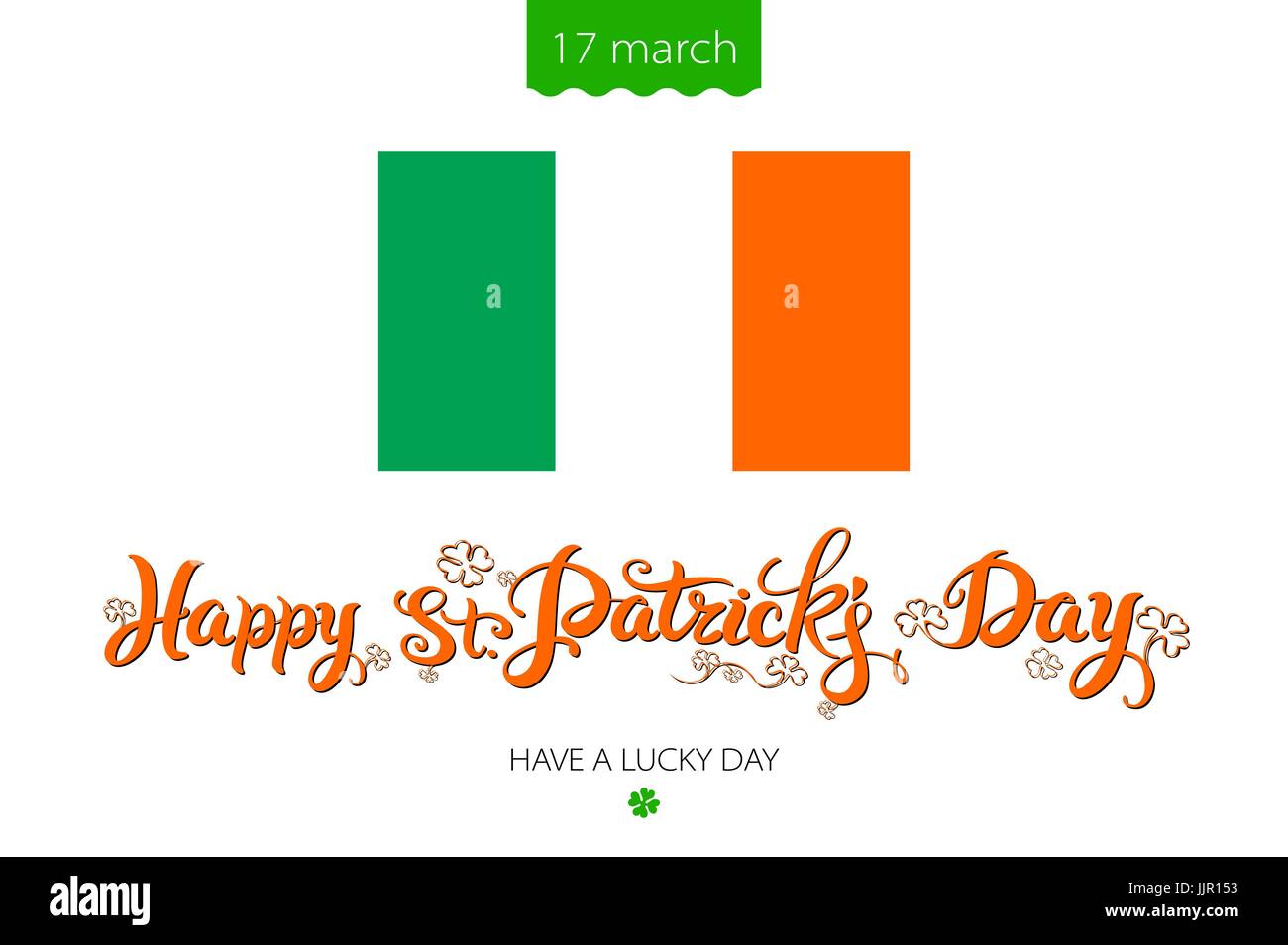 Saint Patricks Day lettering Background with flag of Ireland vintage ...