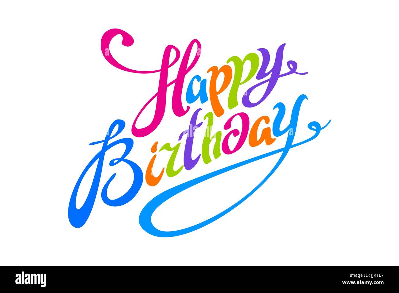 Happy Birthday color lettering calligraphy vector card art text Stock ...