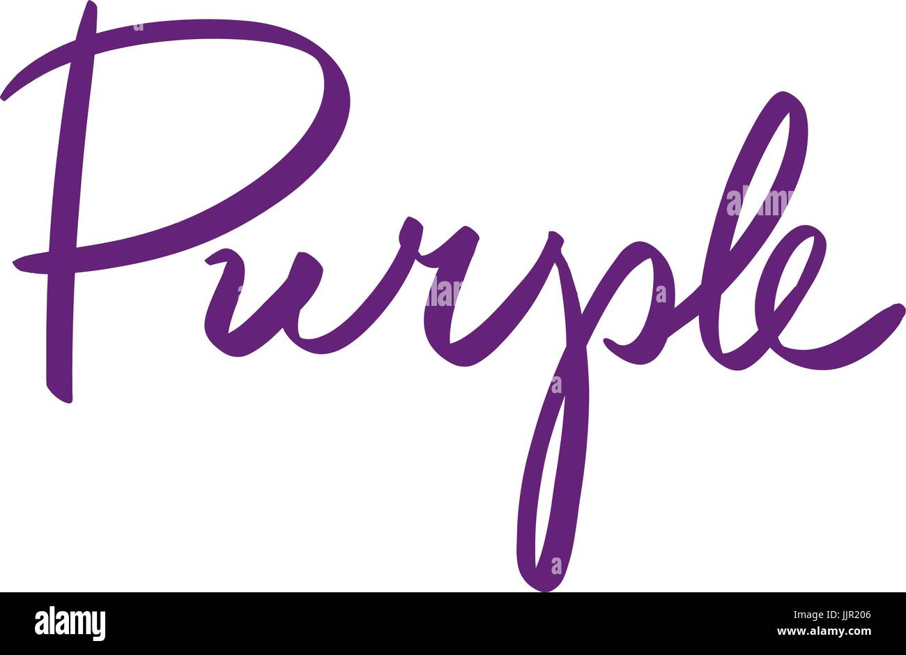 Calligraphy. Handwritten names of colors purple, Isolated on white ...