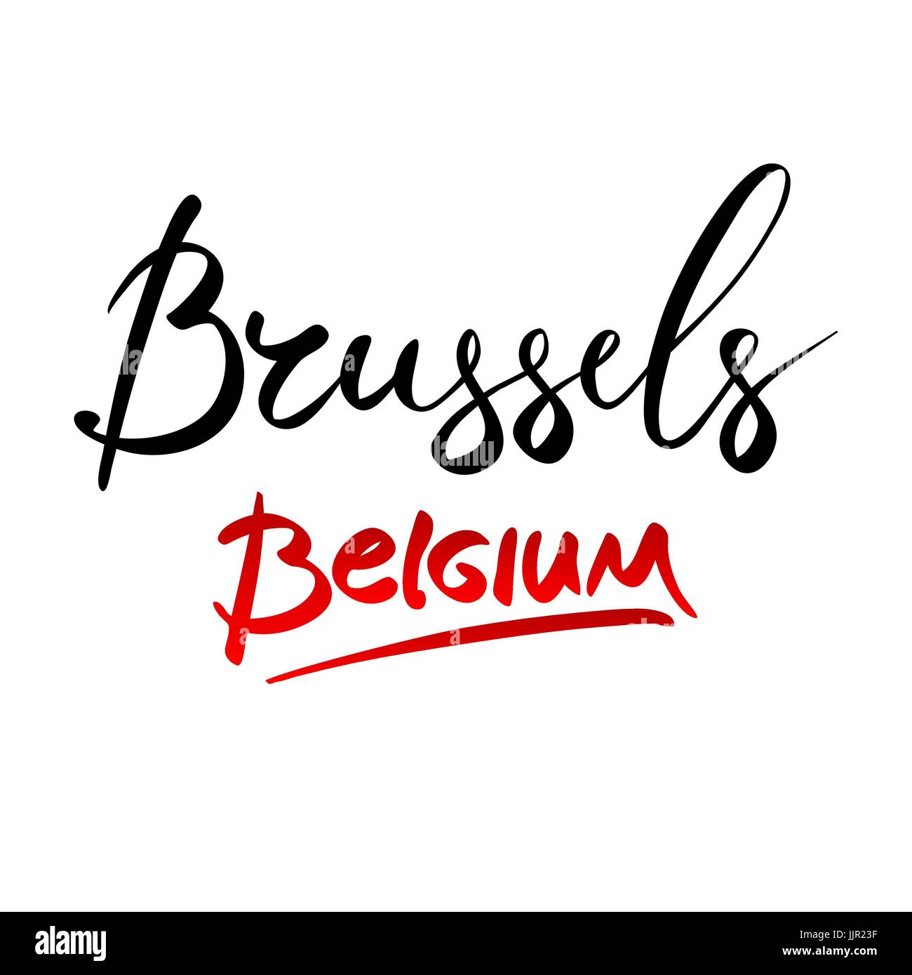 Belgium, Brussels, hand-lettered Country and Capital, handmade ...