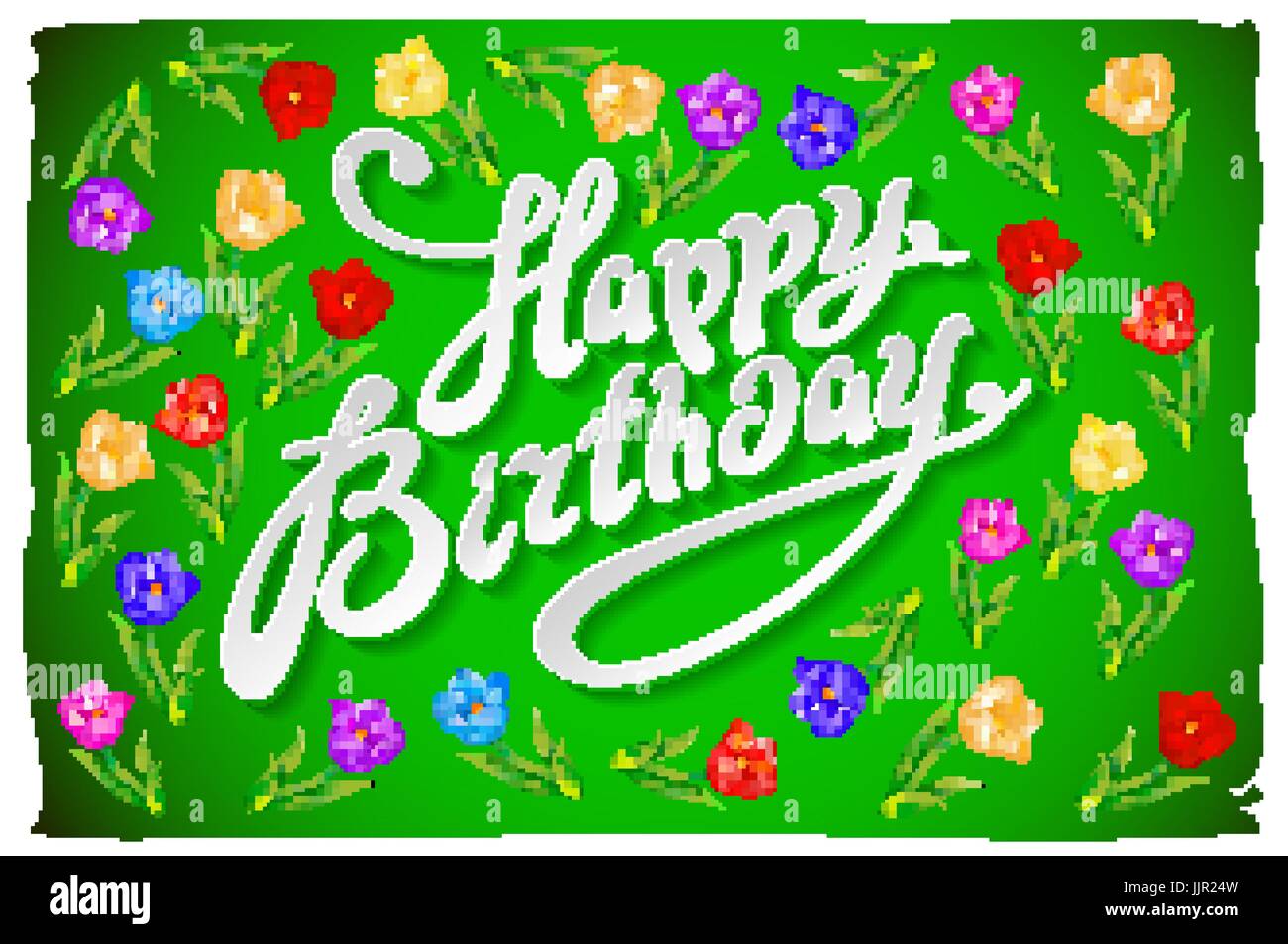 Modern Calligraphy Happy Birthday Brushed Calligraphy Text With ...