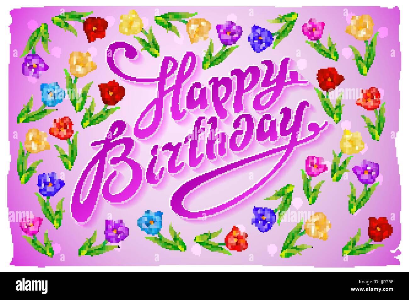 birthday template vector/illustration. violet greeting card Happy ...